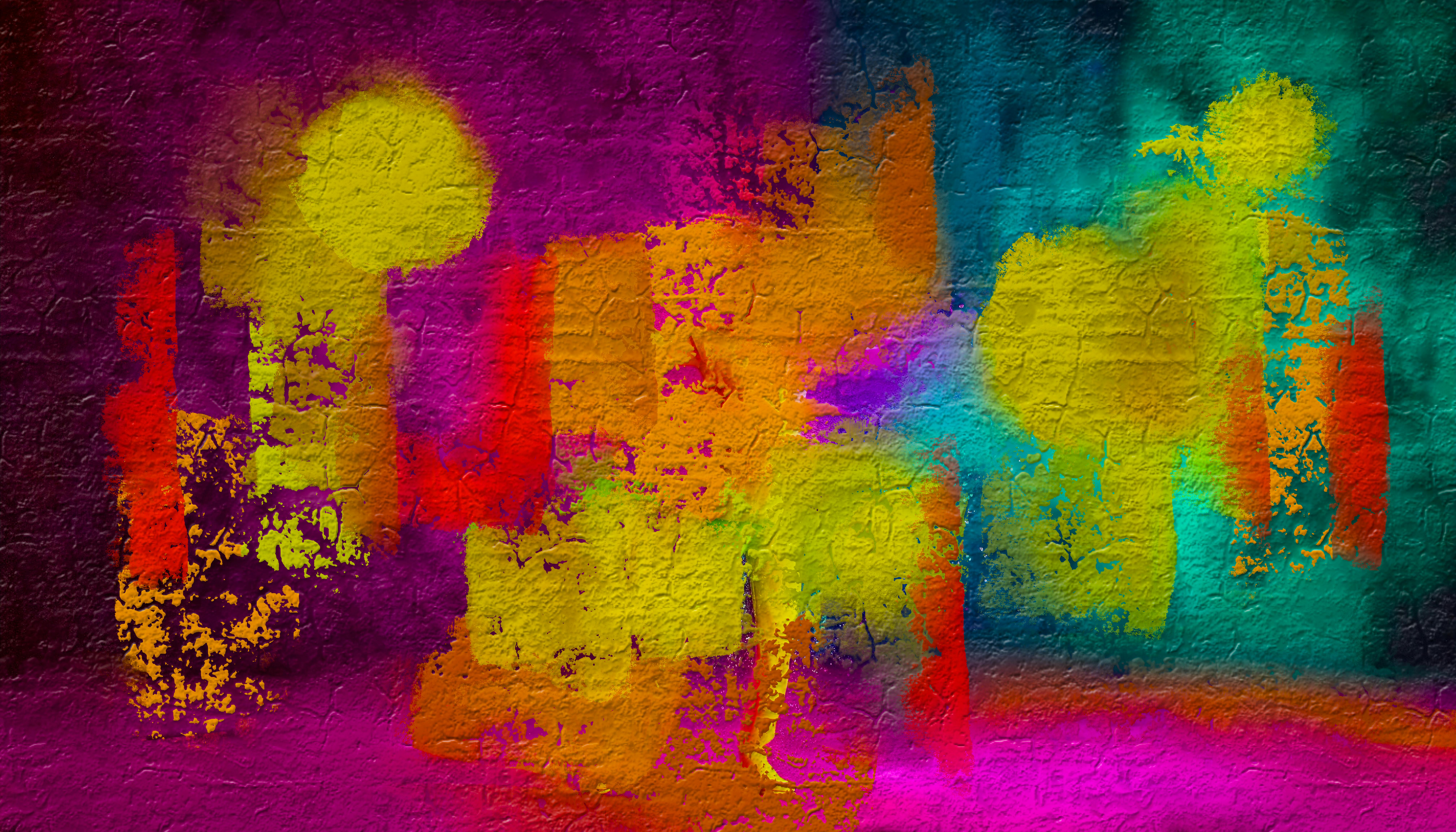Abstract painting of a colorful street scene · Free Stock Photo
