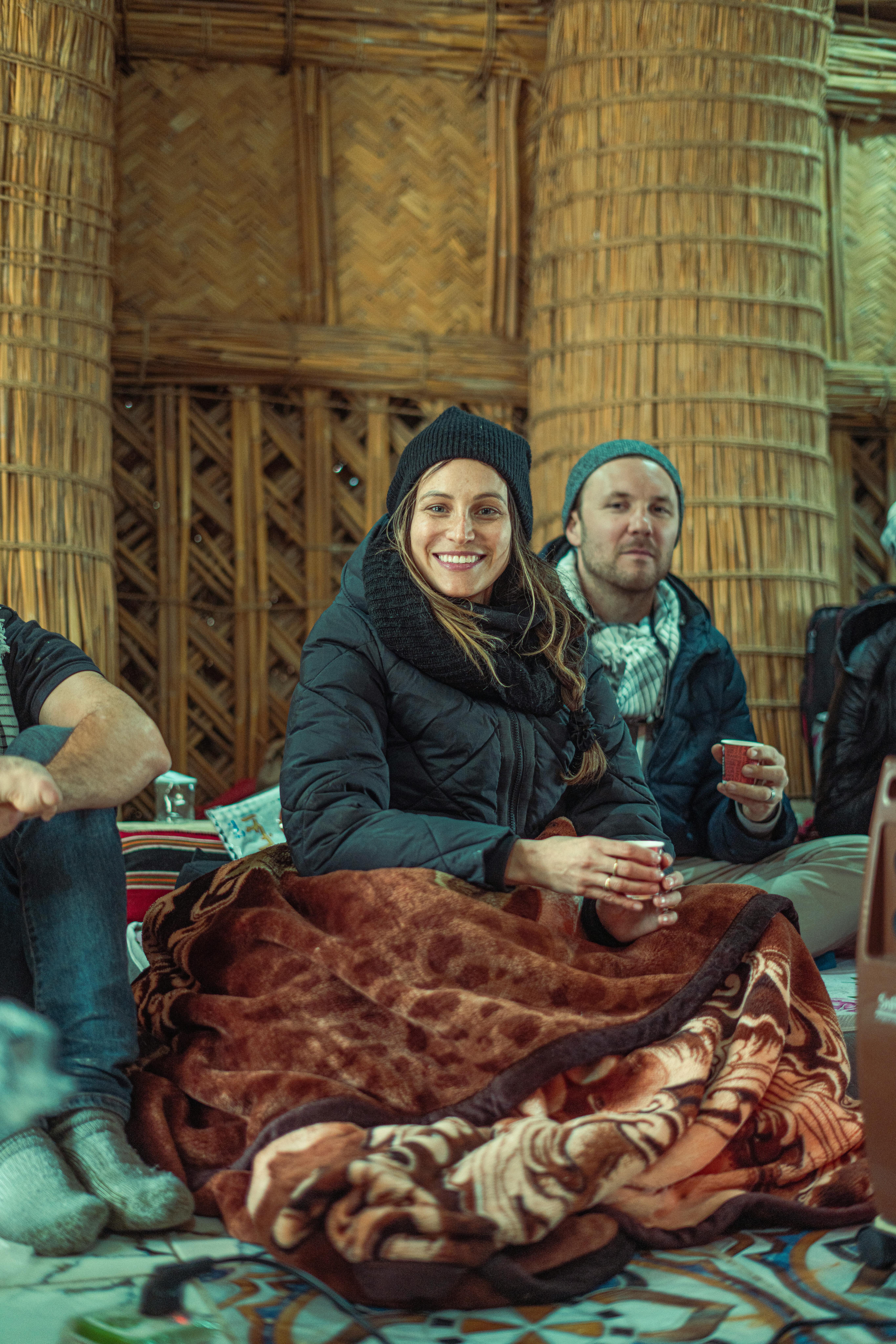 Portrait of a Smiling Couple Sitting in Mudhif, the Traditional Reed ...
