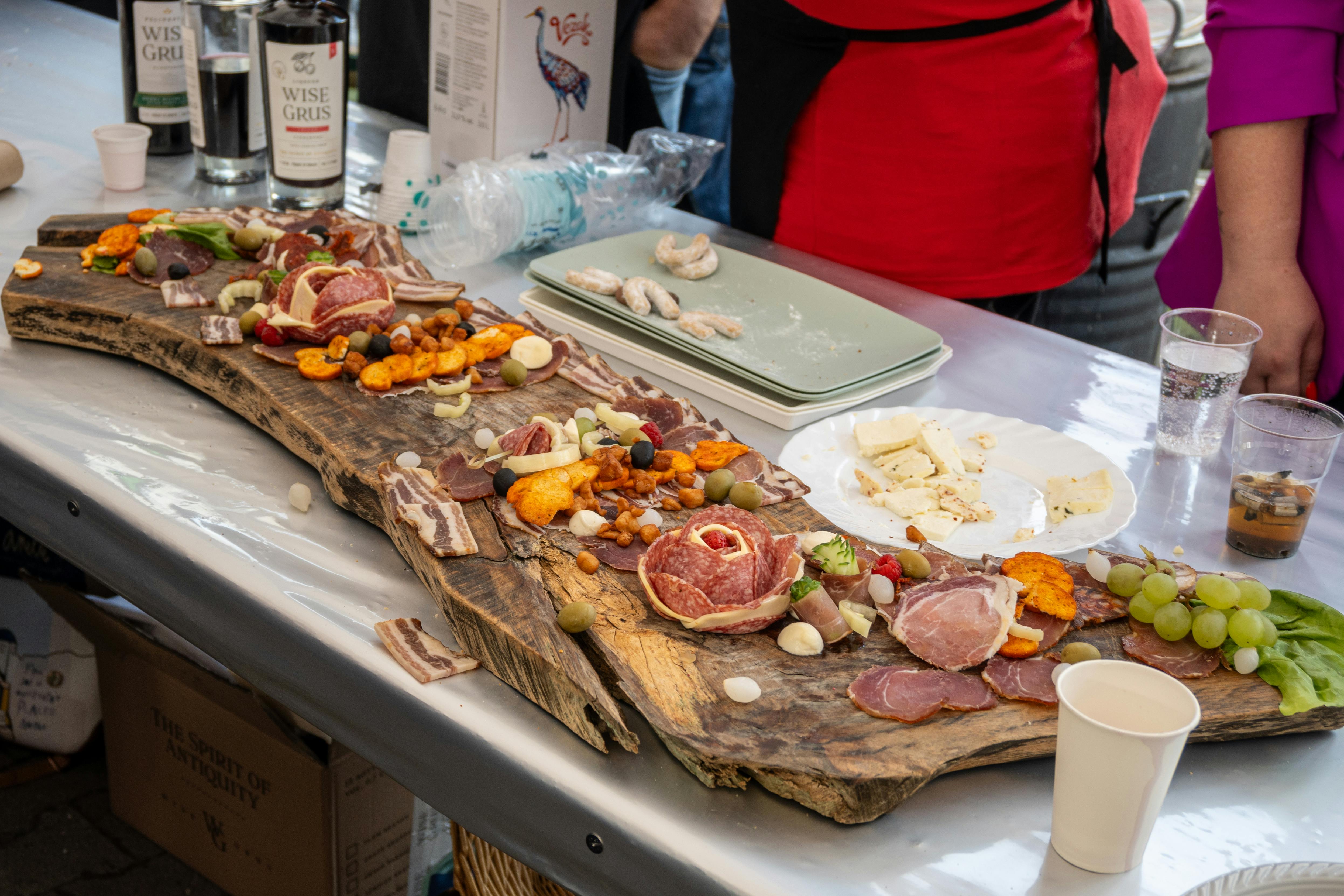 A long wooden board with food on it · Free Stock Photo