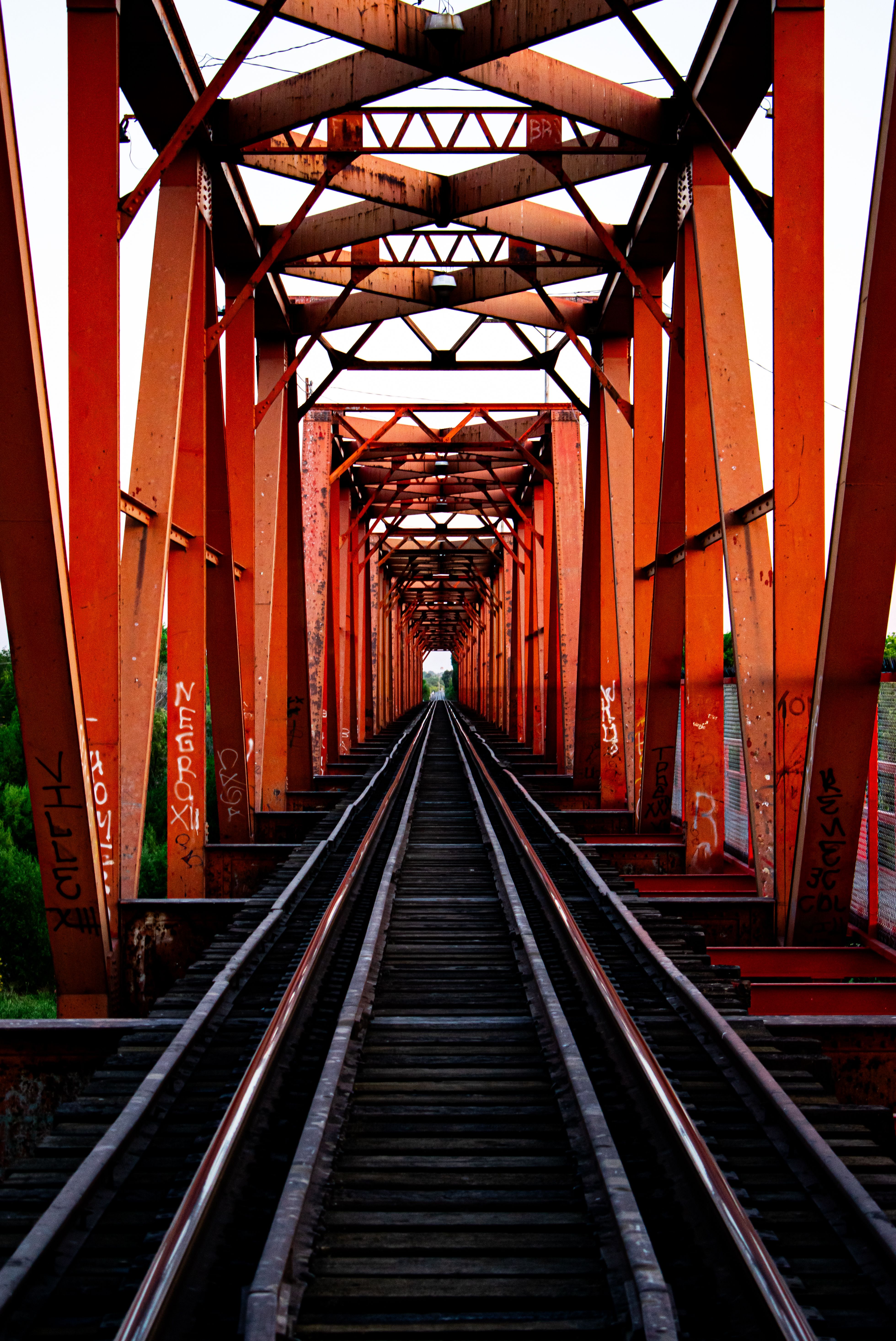 Steel Beams over Tracks on Railway Bridge · Free Stock Photo
