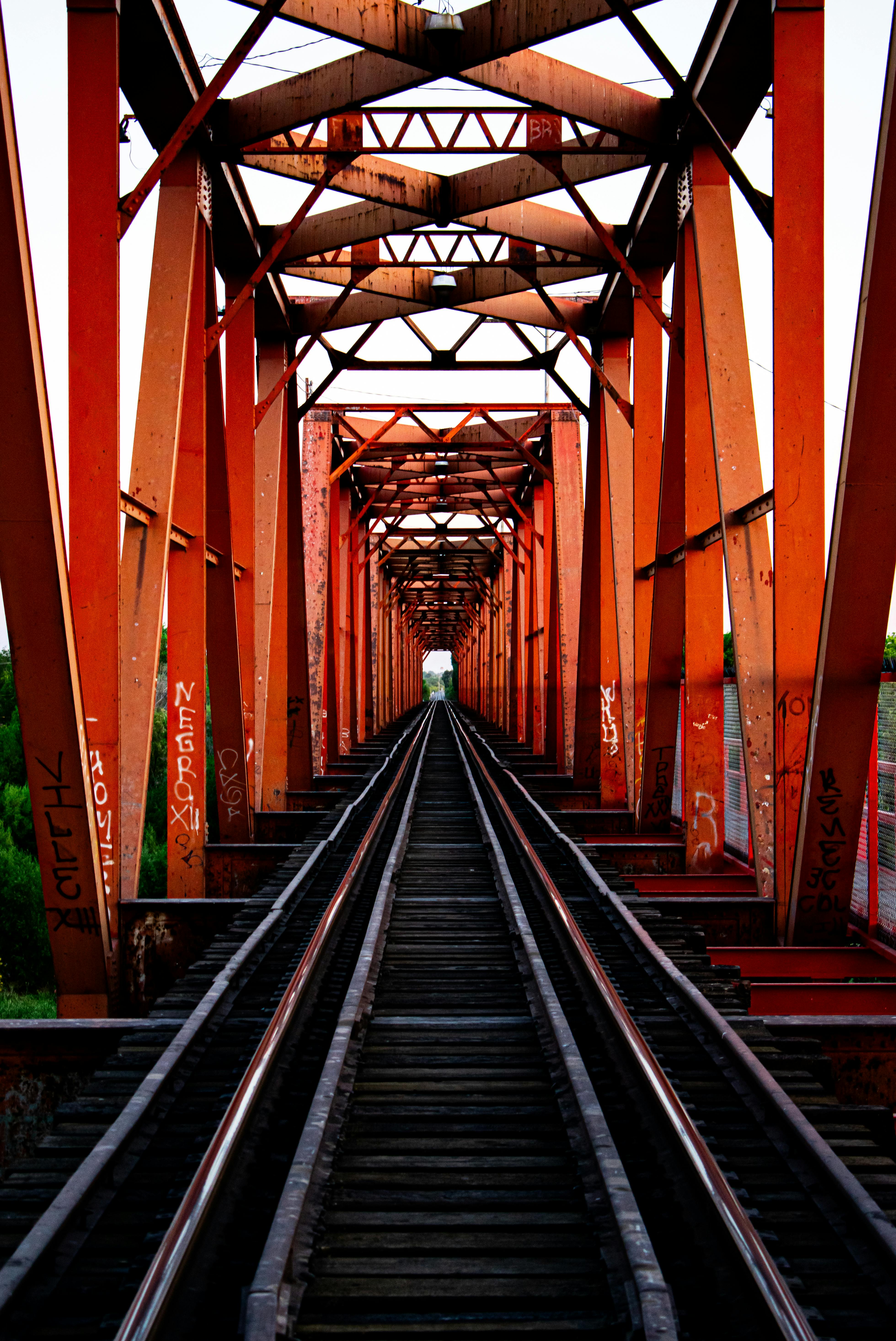 Steel Beams over Tracks on Railway Bridge · Free Stock Photo