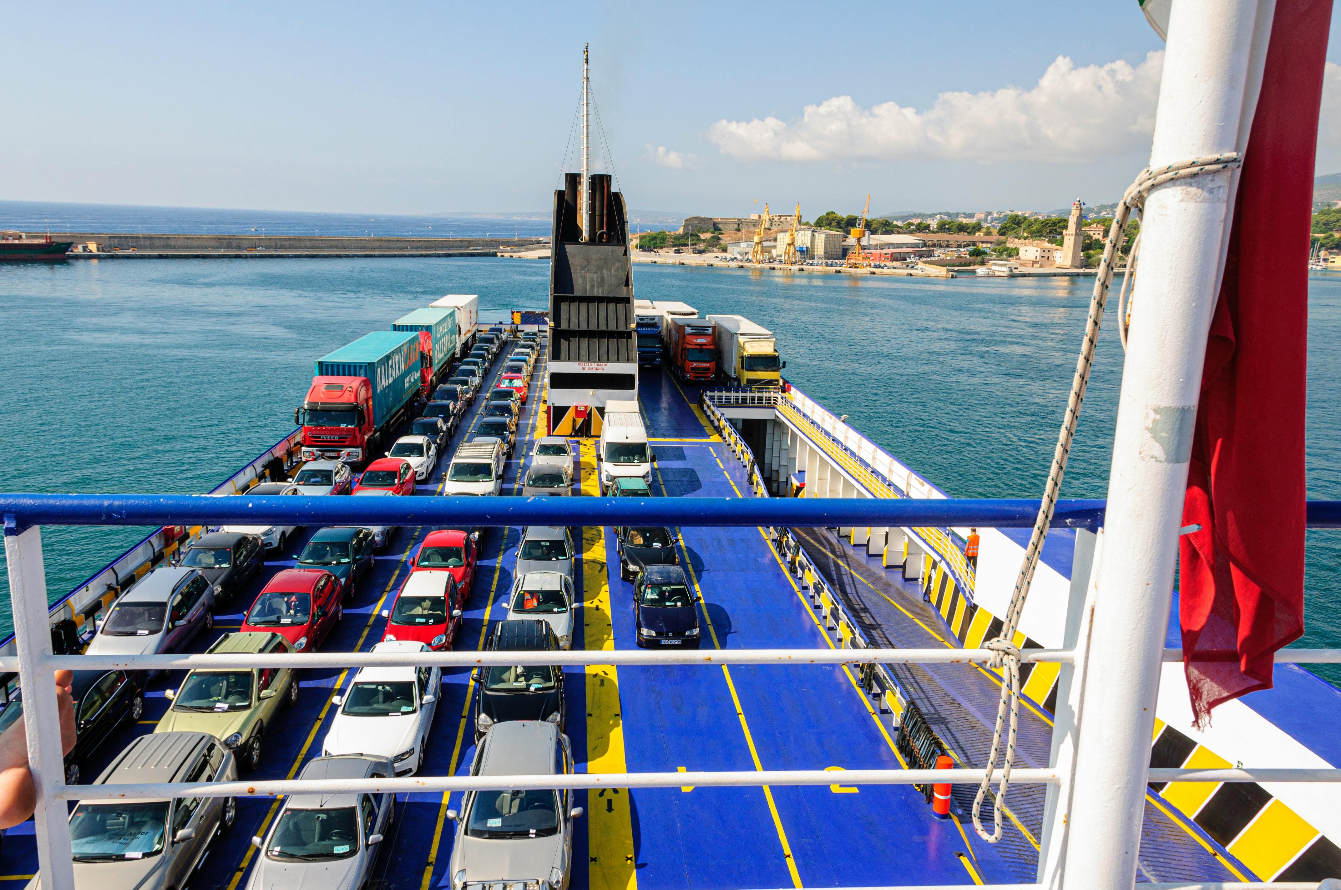 High Angle View of Cars on a Cargo Ship · Free Stock Photo