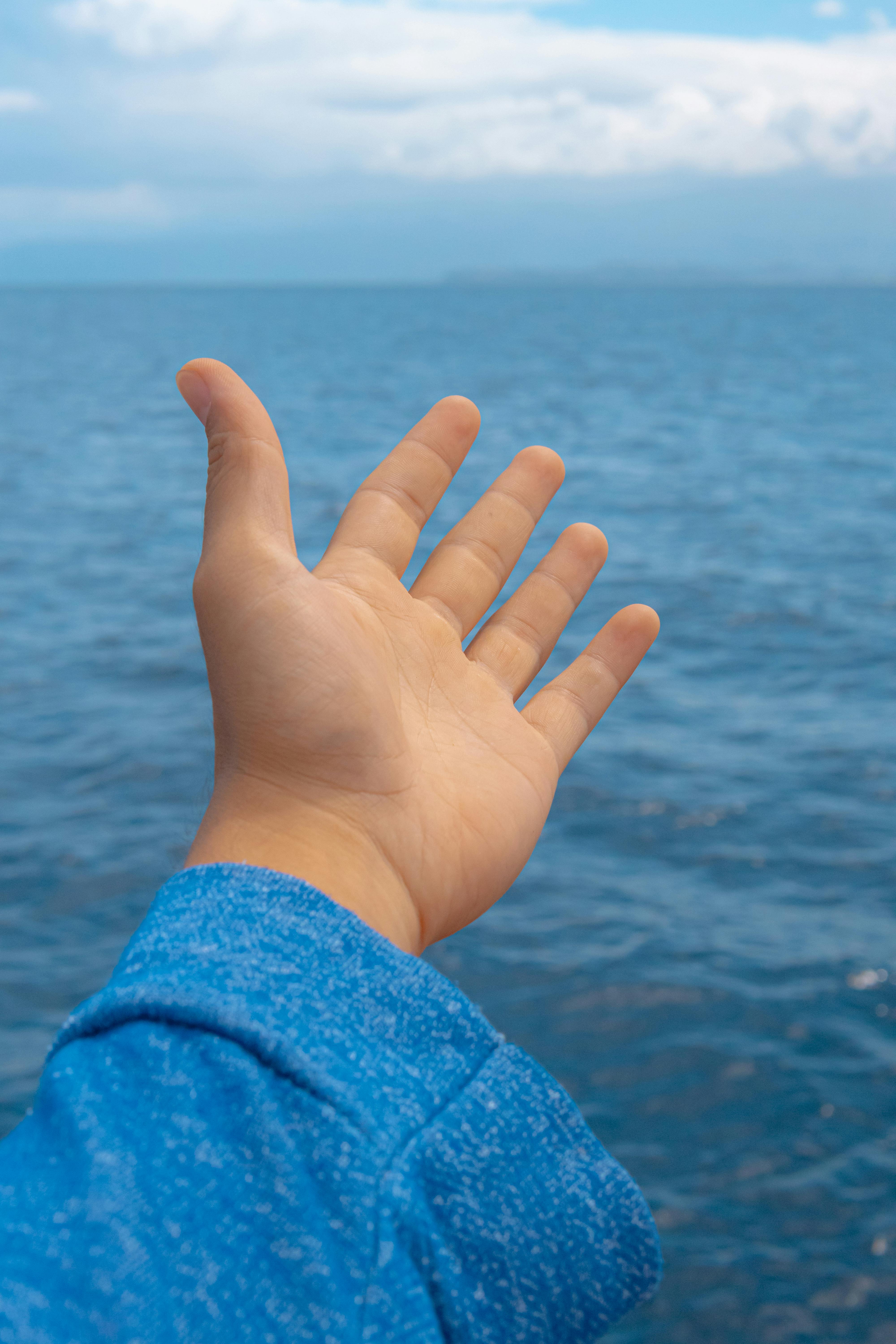 Person Holding Hand over Ocean · Free Stock Photo