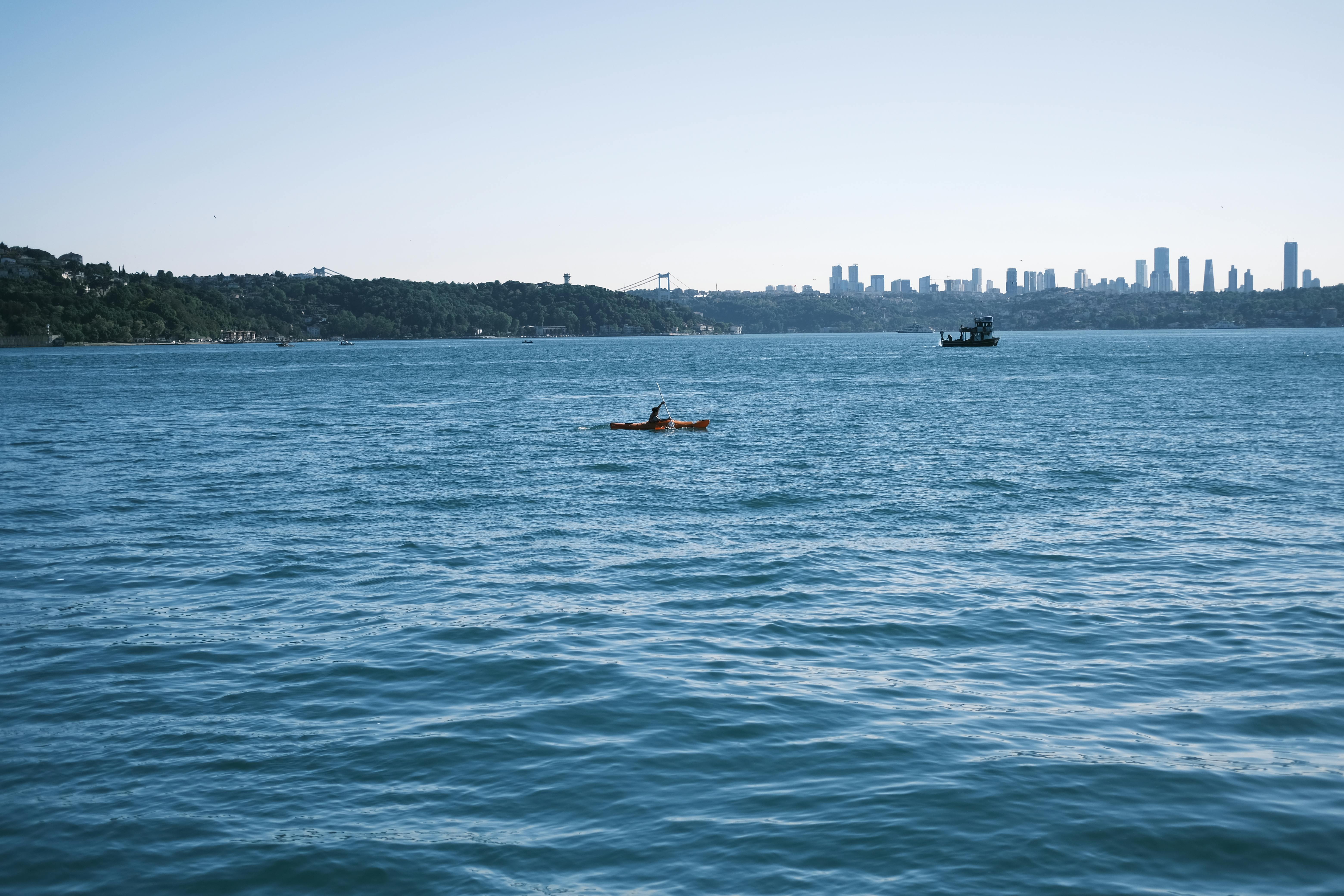 Person Canoeing Alone near Bosphorus Strait in Istanbul in Turkey ...
