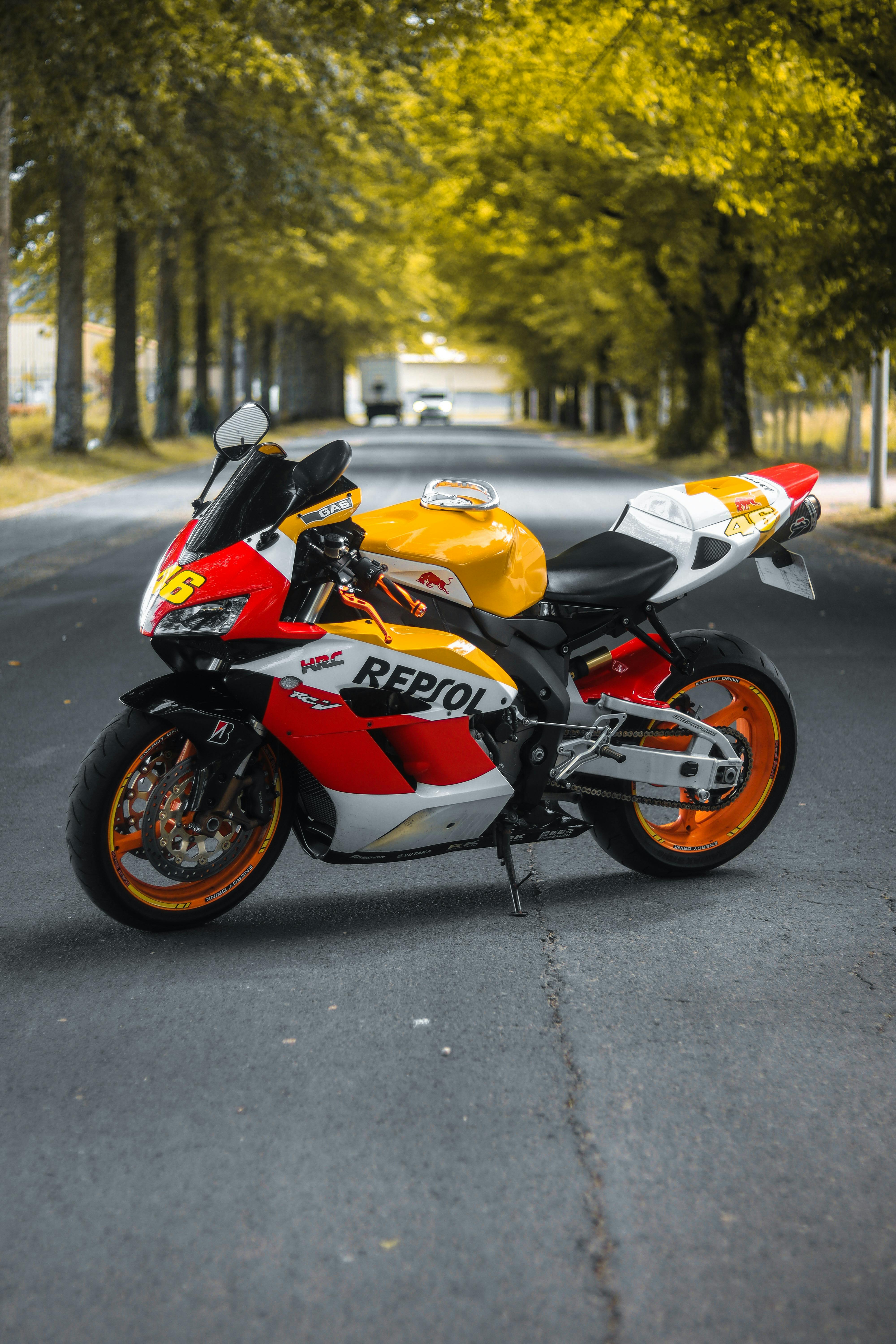 REPSOL Honda Motorbike on Road · Free Stock Photo
