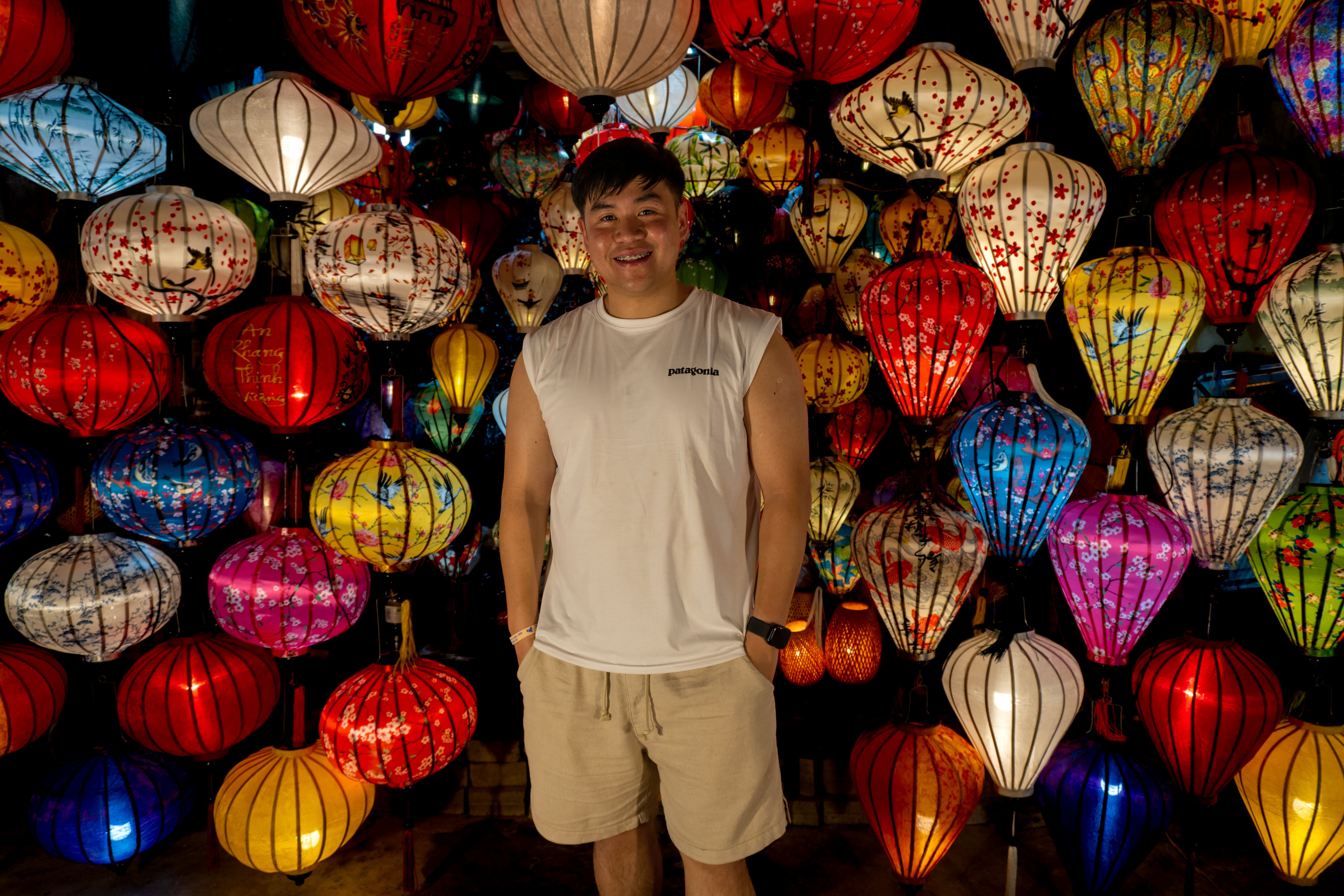 Portrait of a Man Standing in Front of Lanterns · Free Stock Photo