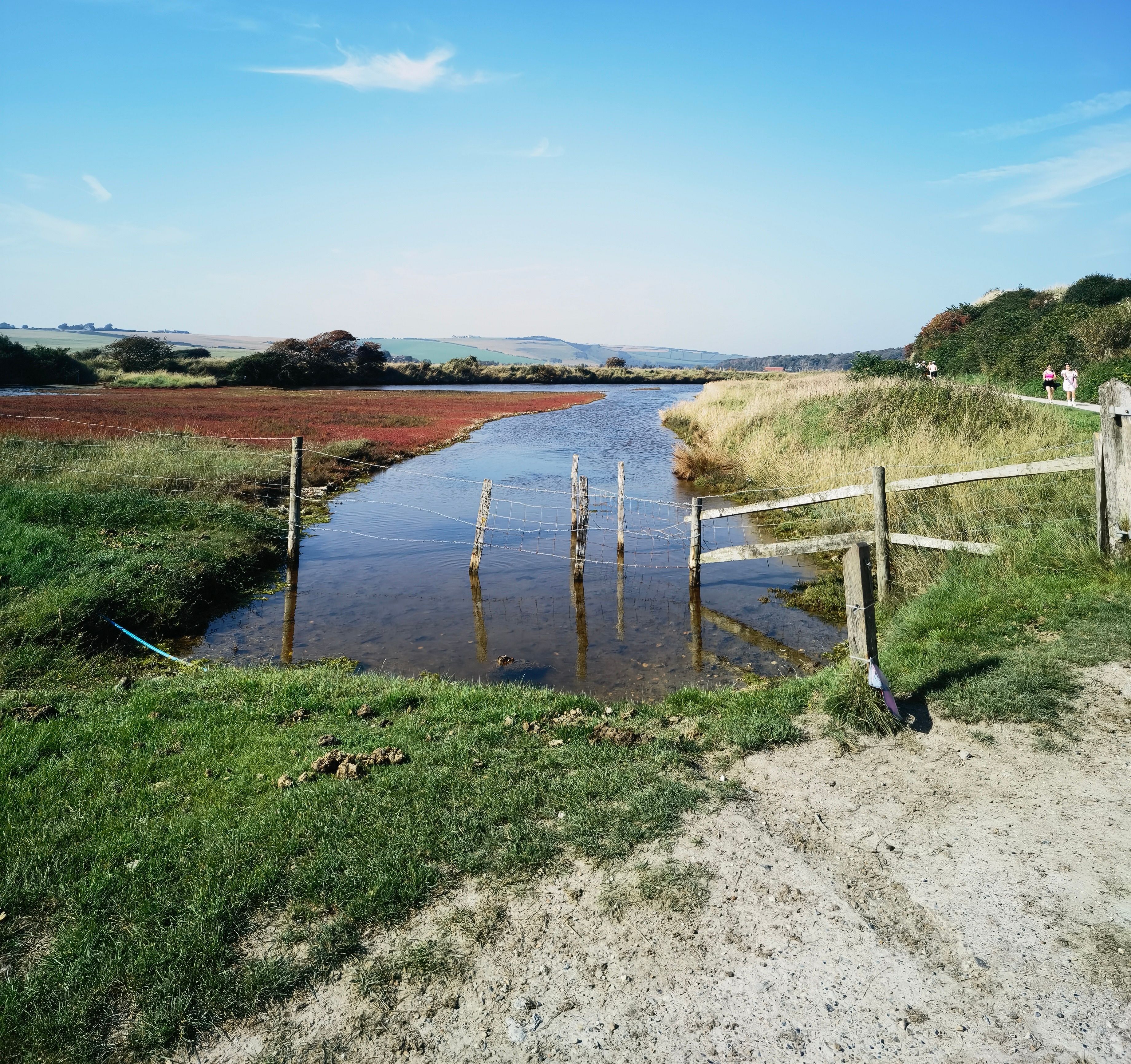 A river with a fence and a gate · Free Stock Photo