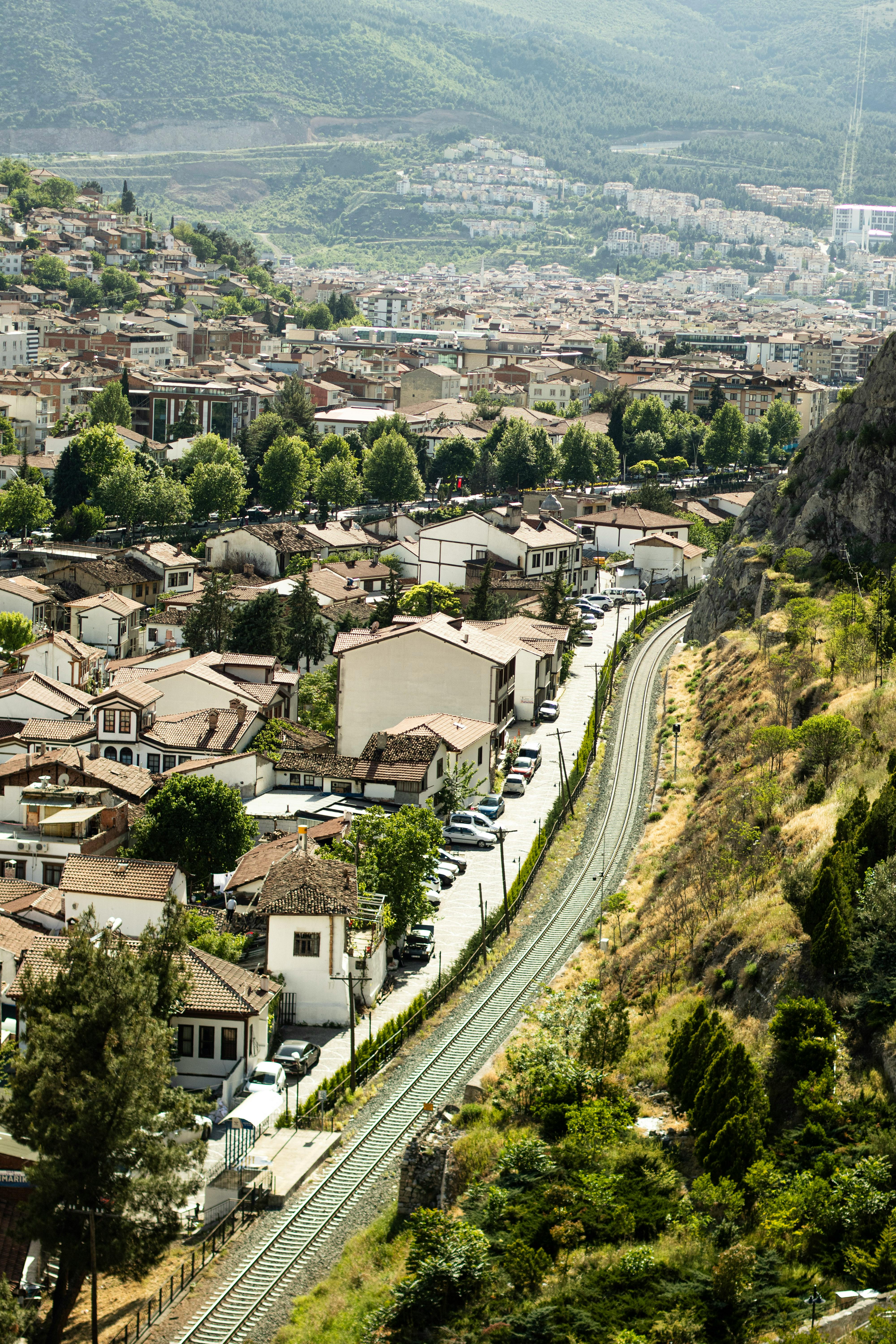 Cit with Railway in Valley · Free Stock Photo