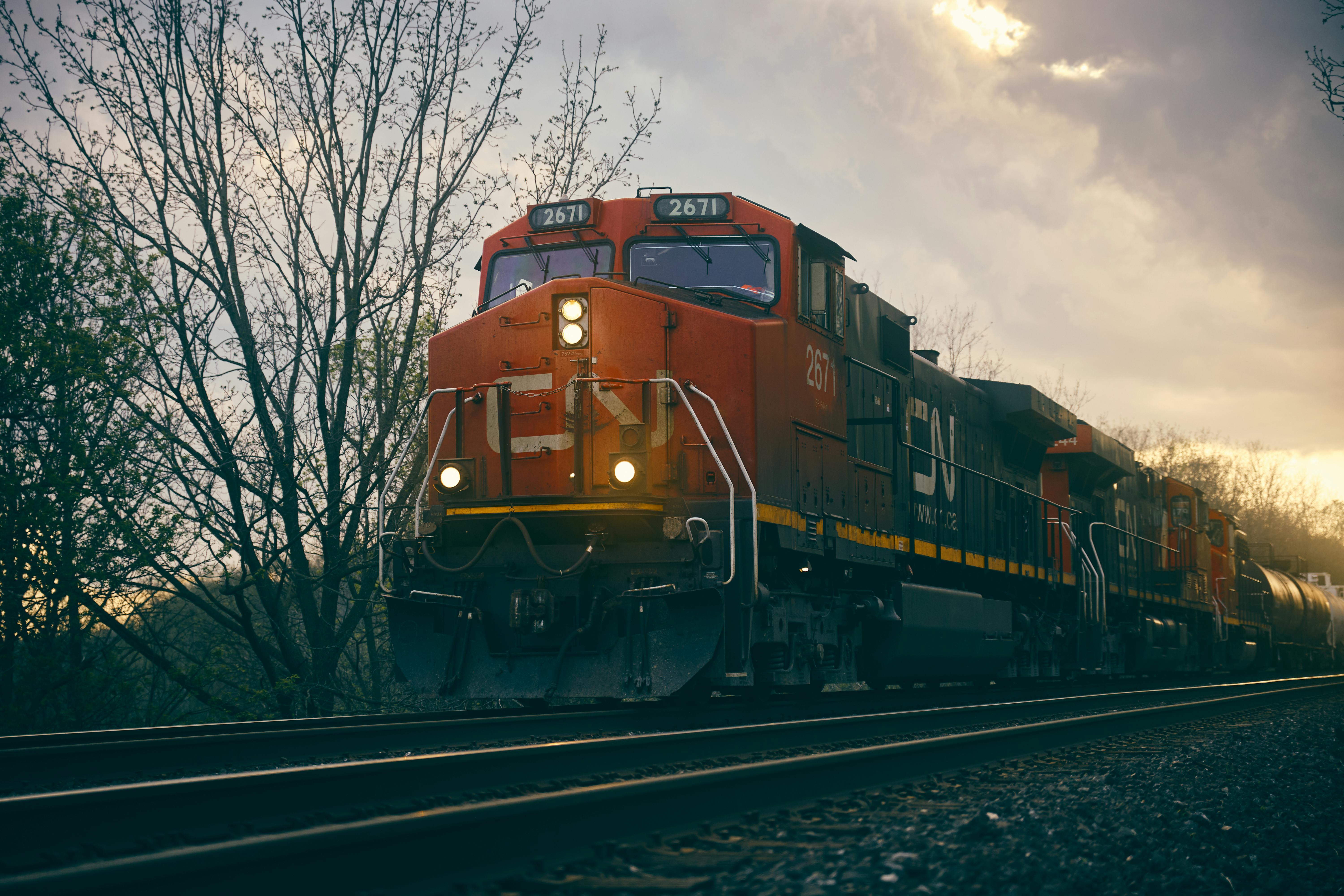 A Train at Sunset · Free Stock Photo