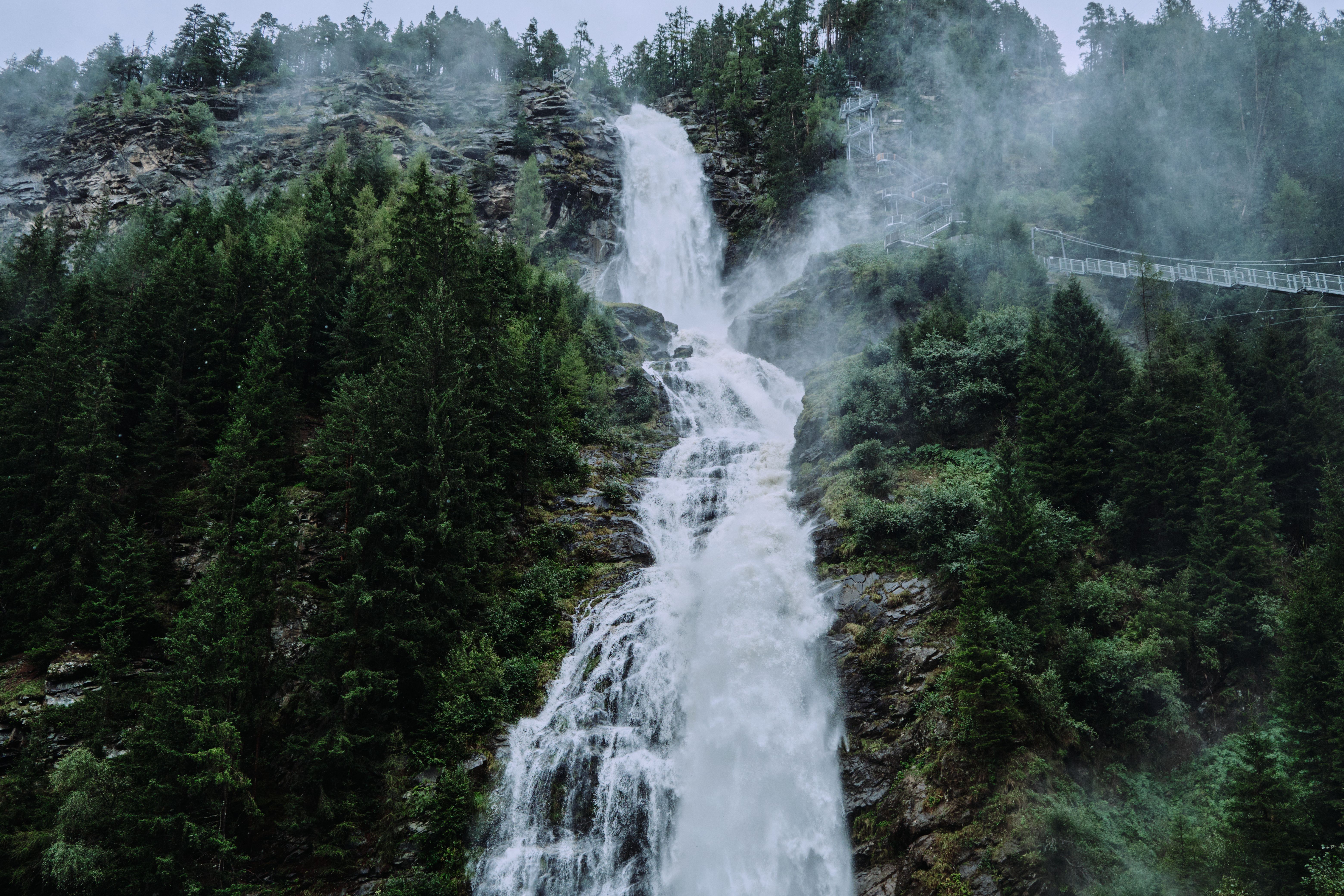 Waterfall Near Trees · Free Stock Photo