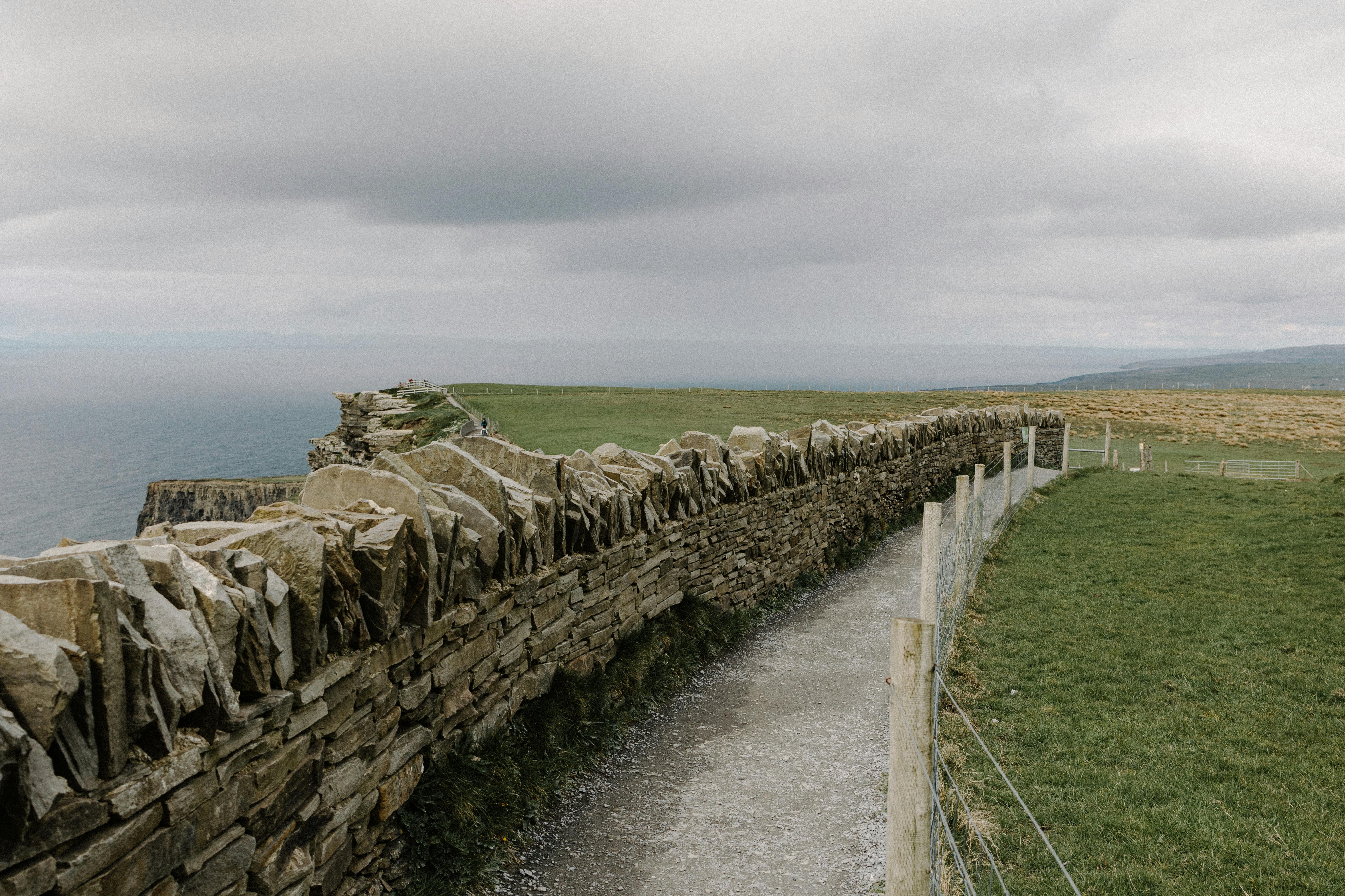 Wall and Path on Cliffs of Moher · Free Stock Photo