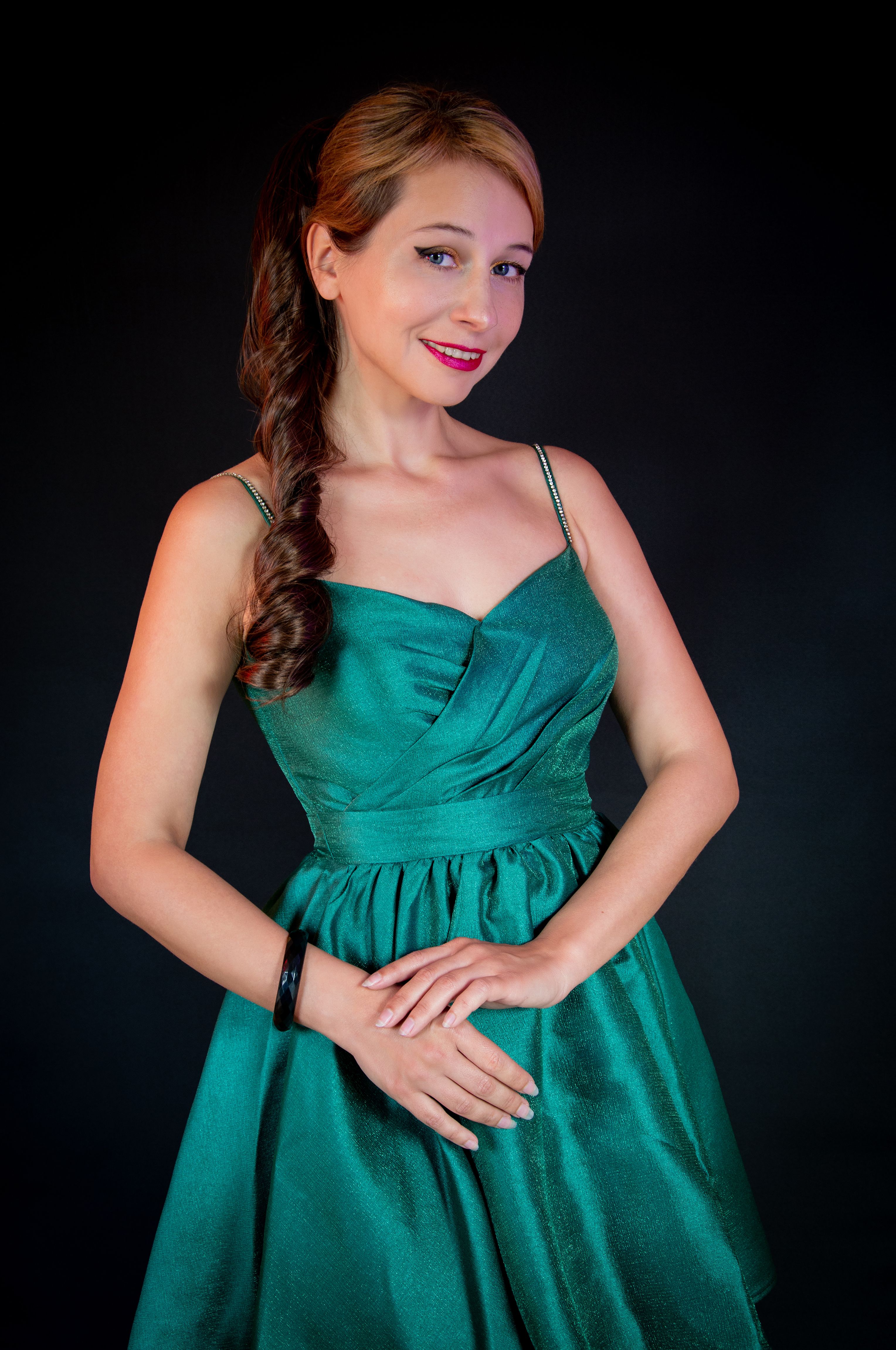 Model in Satin Green Spaghetti Strap Dress · Free Stock Photo