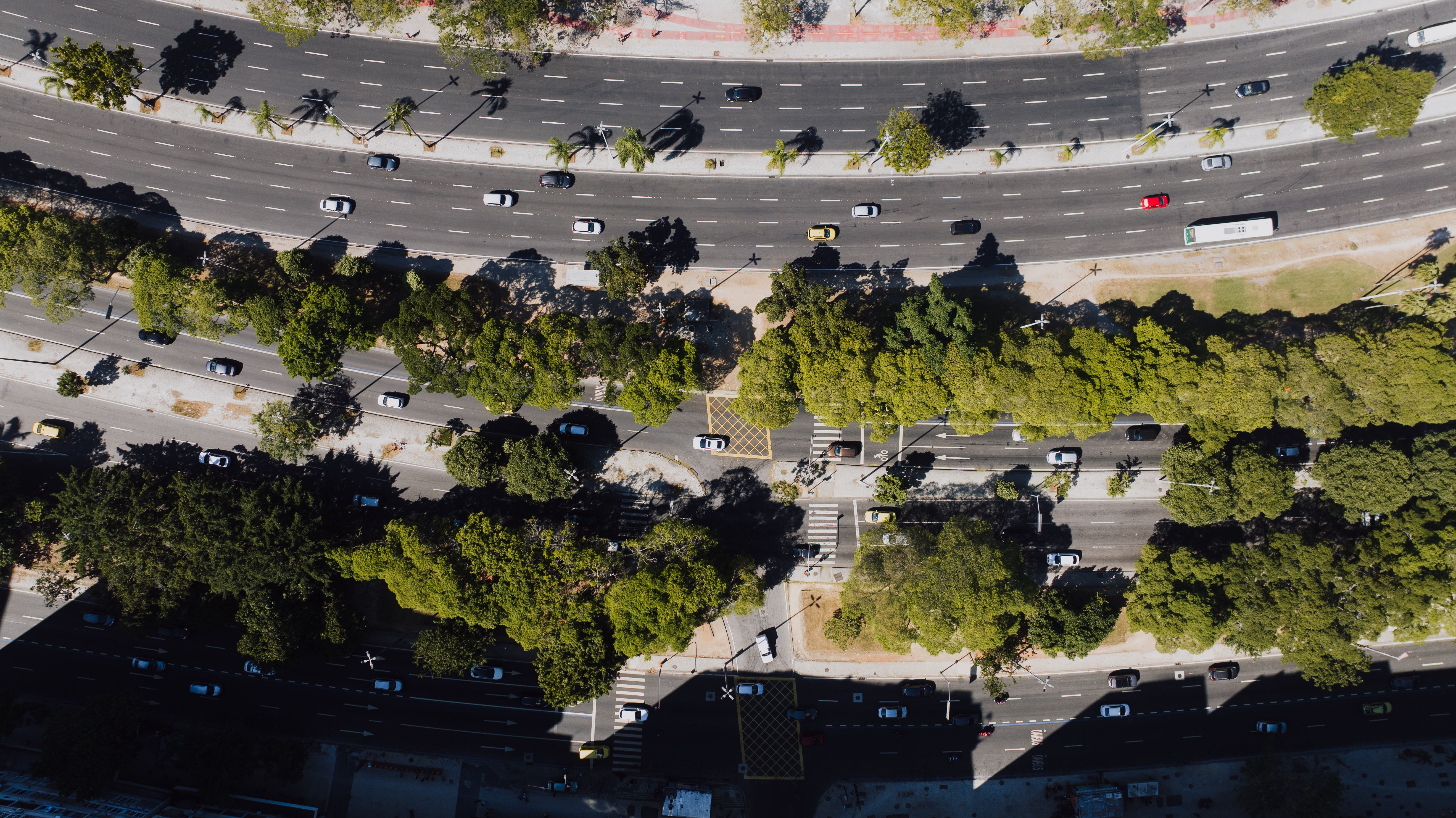 Aerial View of a Busy Urban Intersection · Free Stock Photo