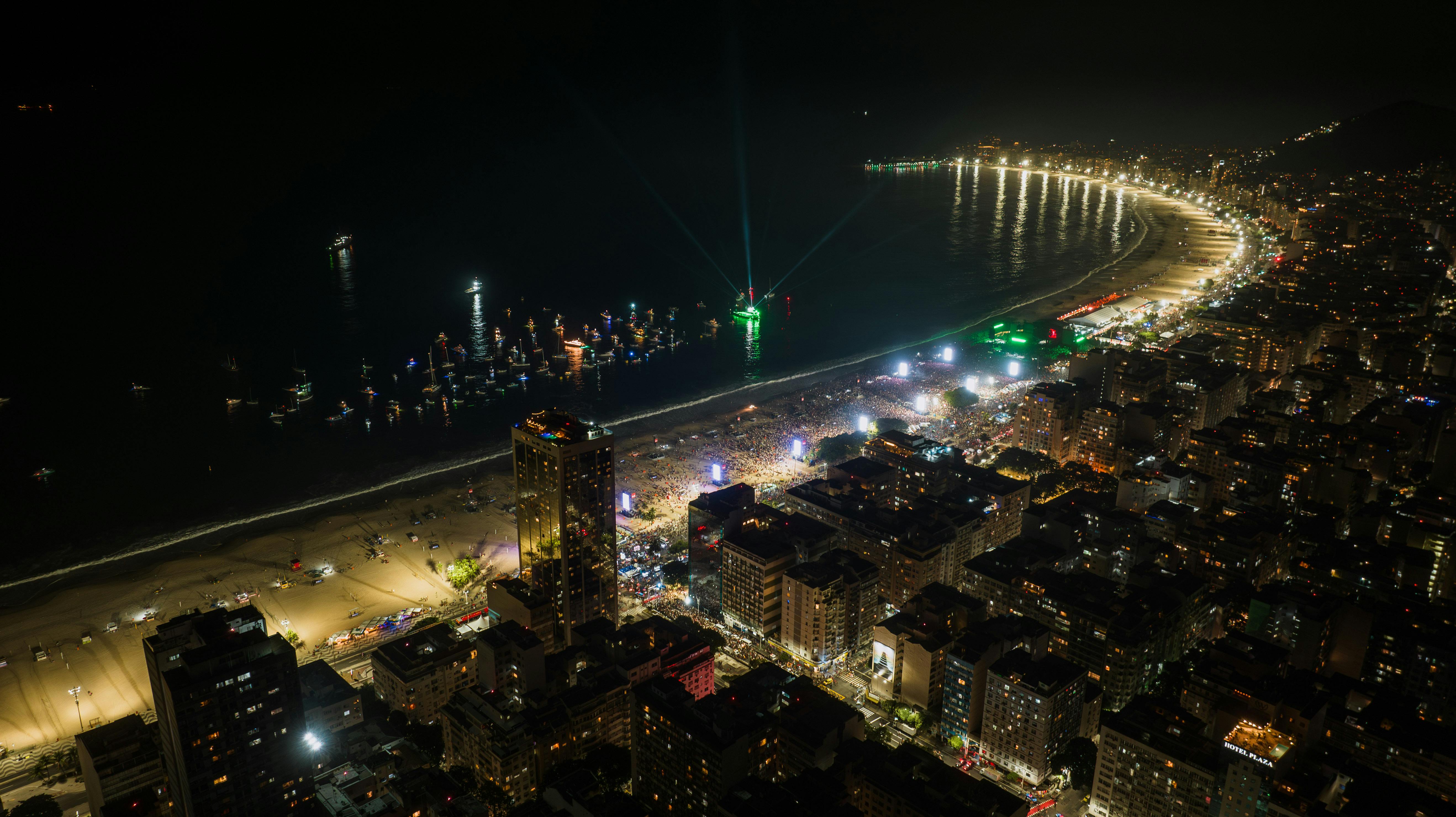 Drone Shot of Rio de Janeiro, Brazil at Night · Free Stock Photo