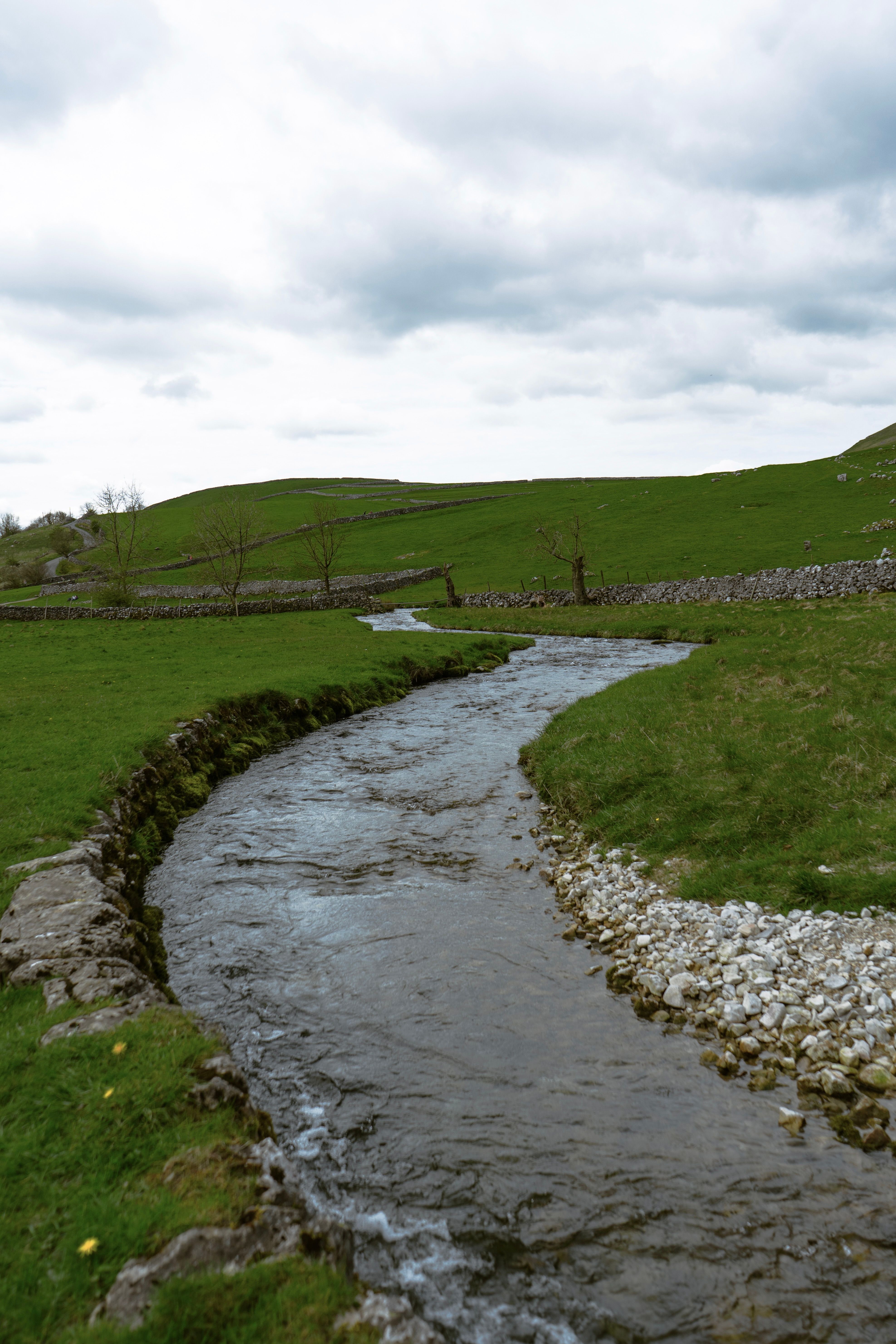 A stream runs through a grassy field · Free Stock Photo