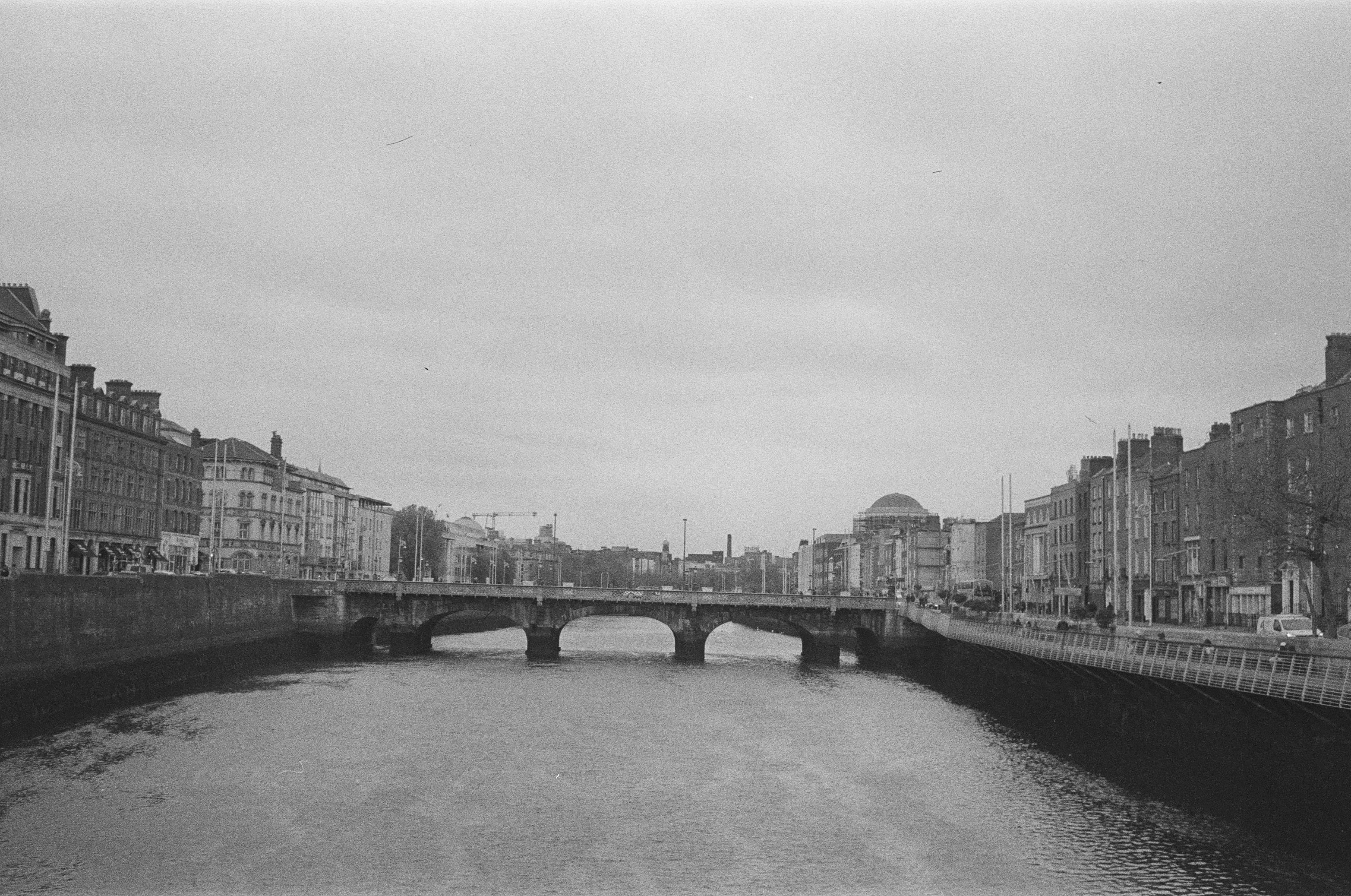 Black and White Photo of the Grattan Bridge over the Liffey River in ...
