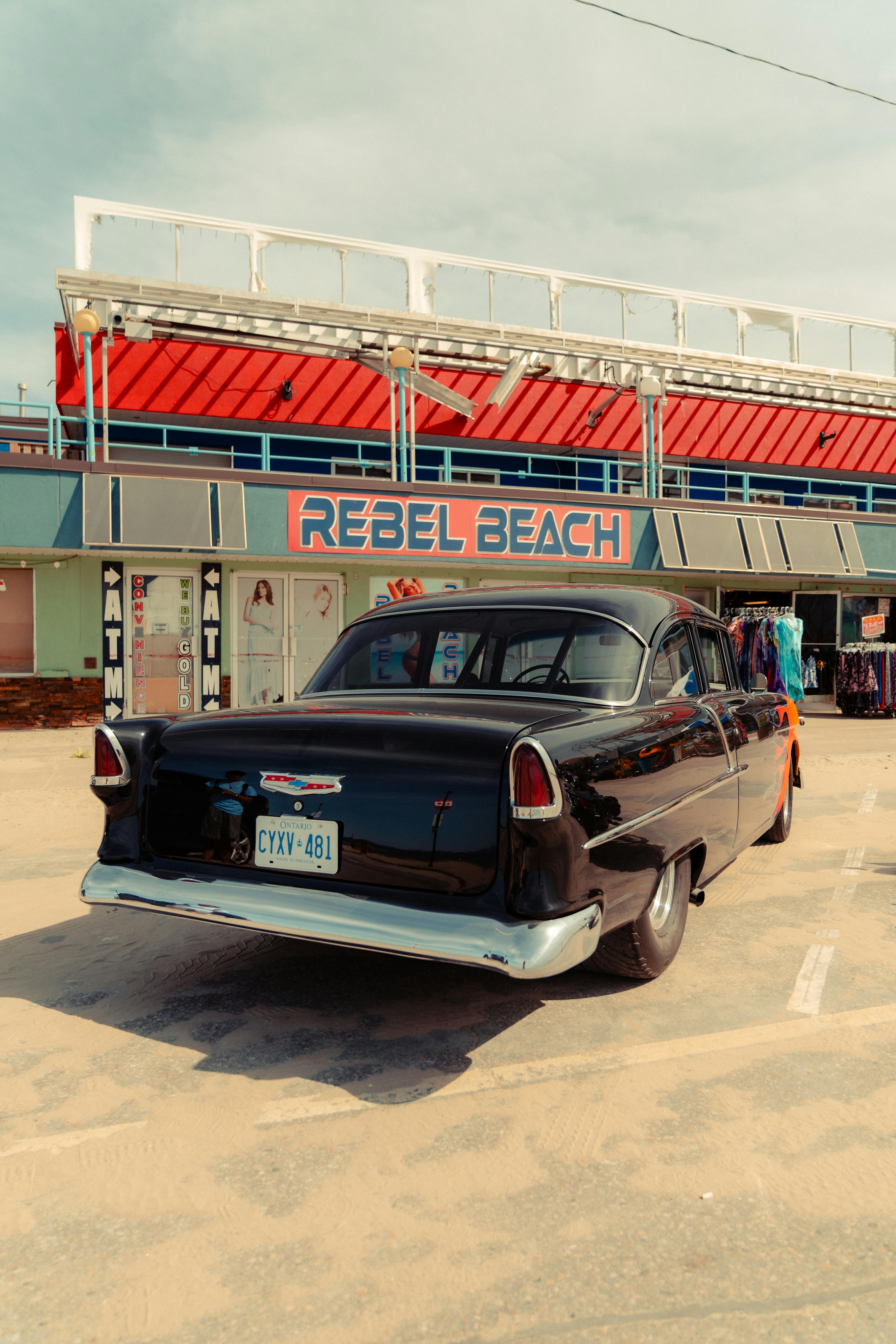 Back View of Black Chevrolet 1955 · Free Stock Photo