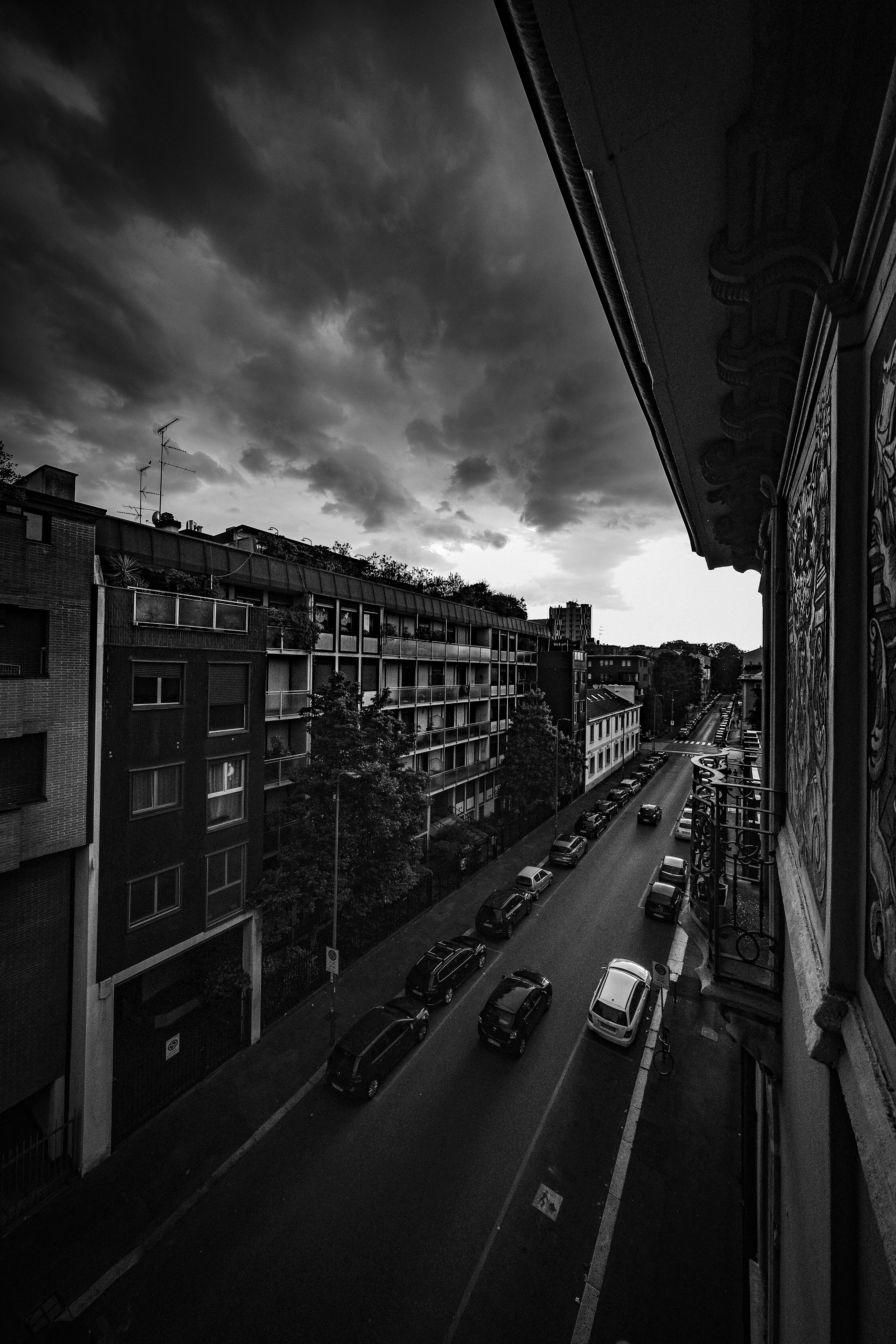 Grayscale Photography of Vehicles on Road · Free Stock Photo