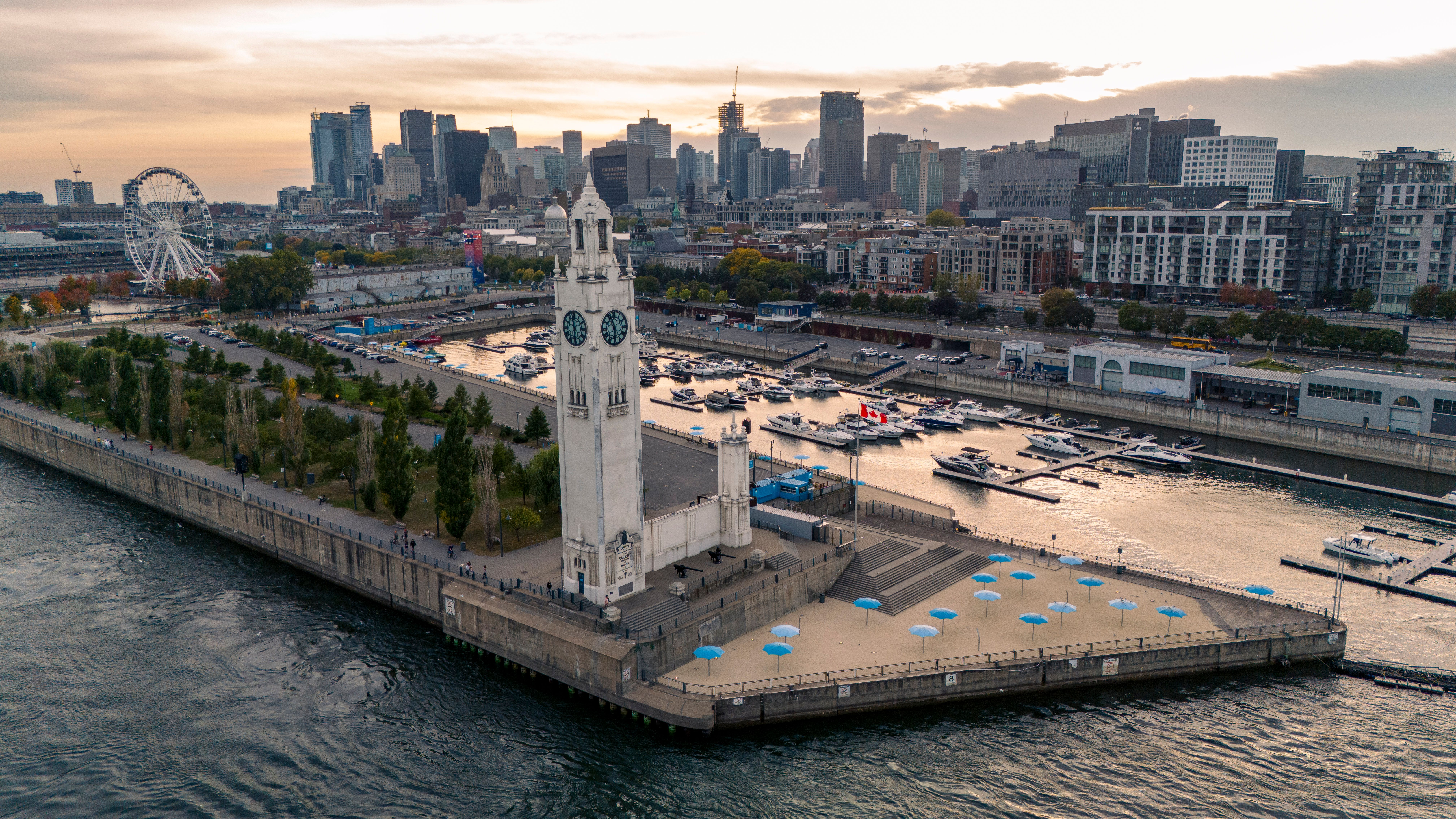 Birds Eye View of Clock Tower near River in Montreal in Canada · Free ...