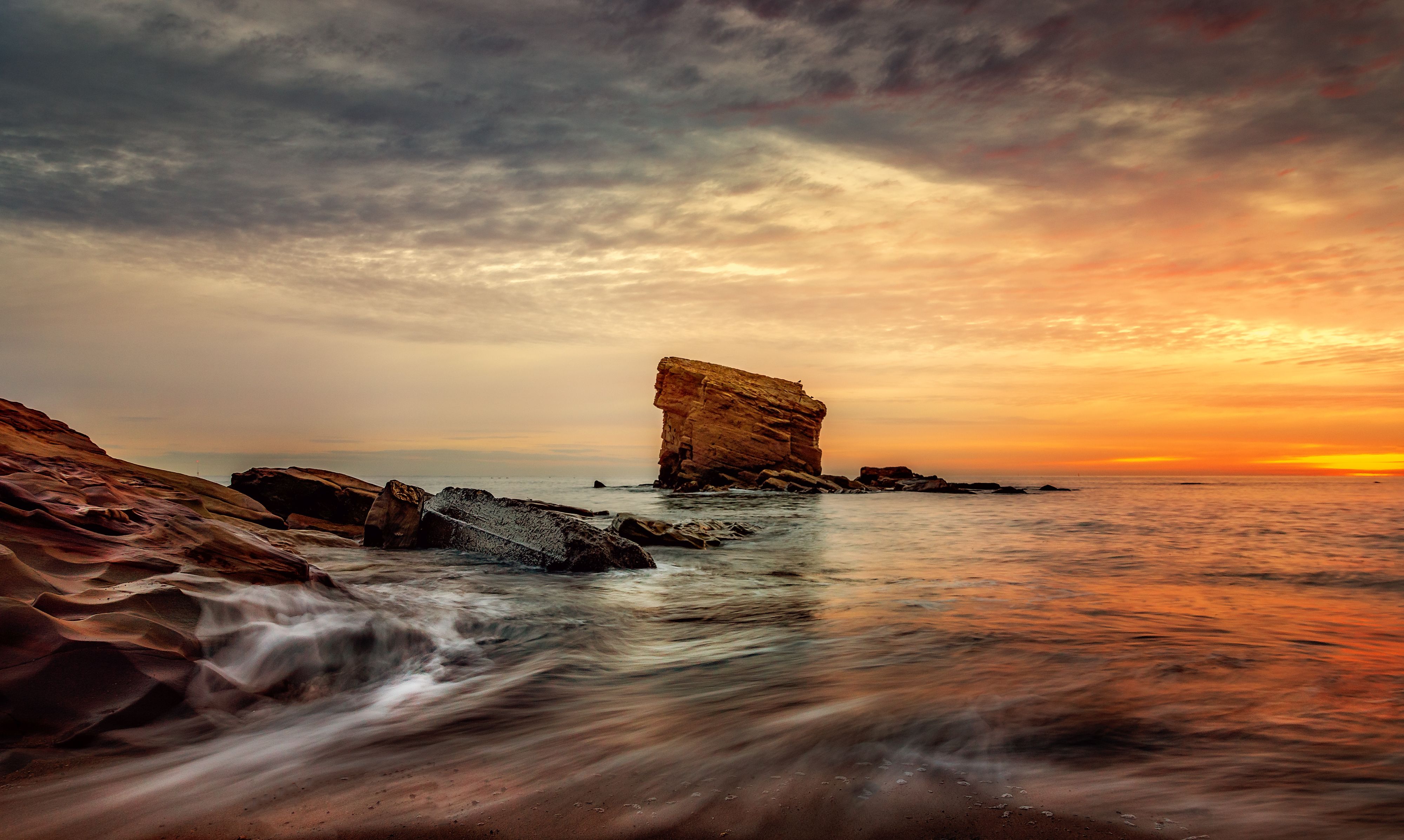 Boulders on Seashore at Sunset · Free Stock Photo