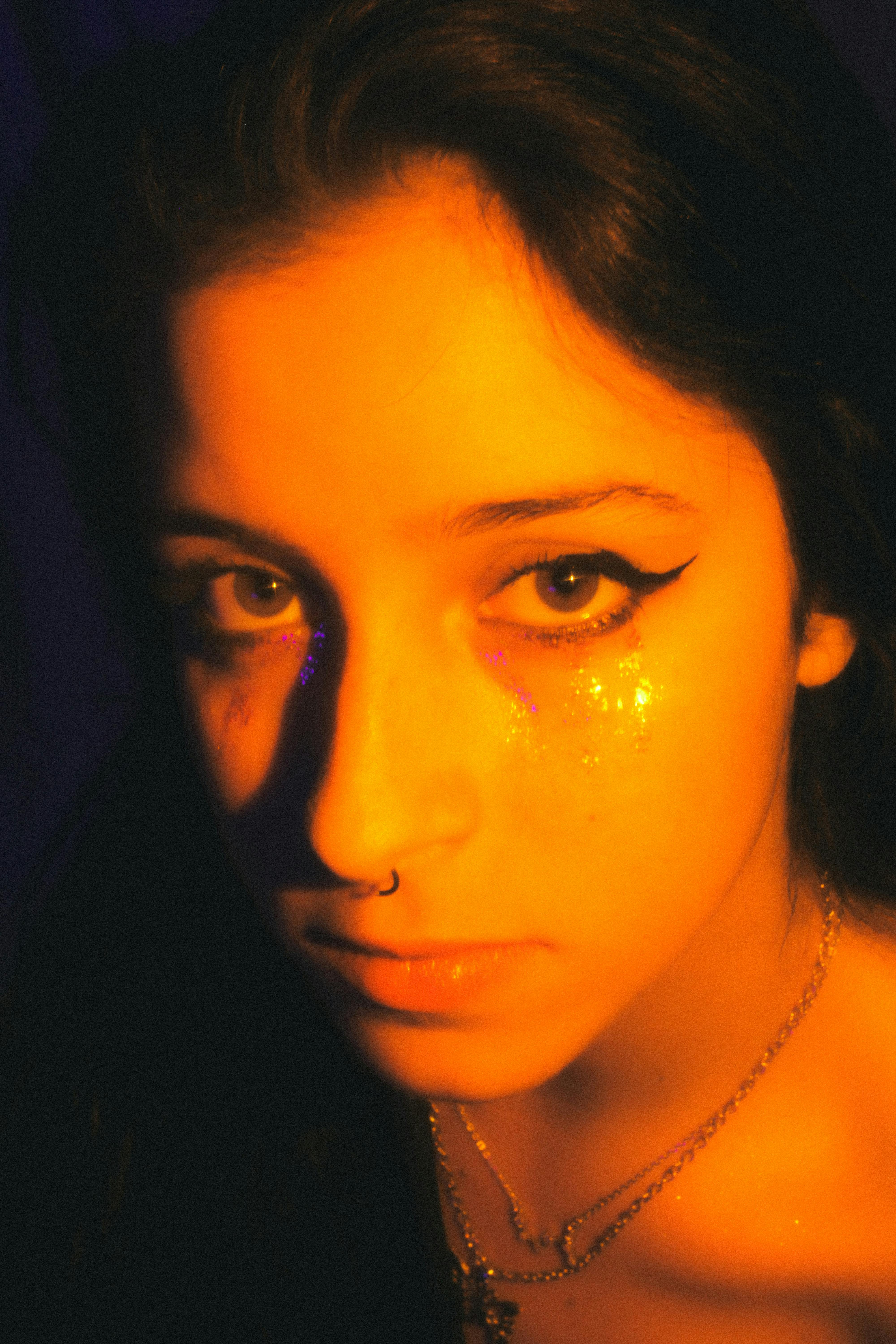 Lit Woman Face · Free Stock Photo