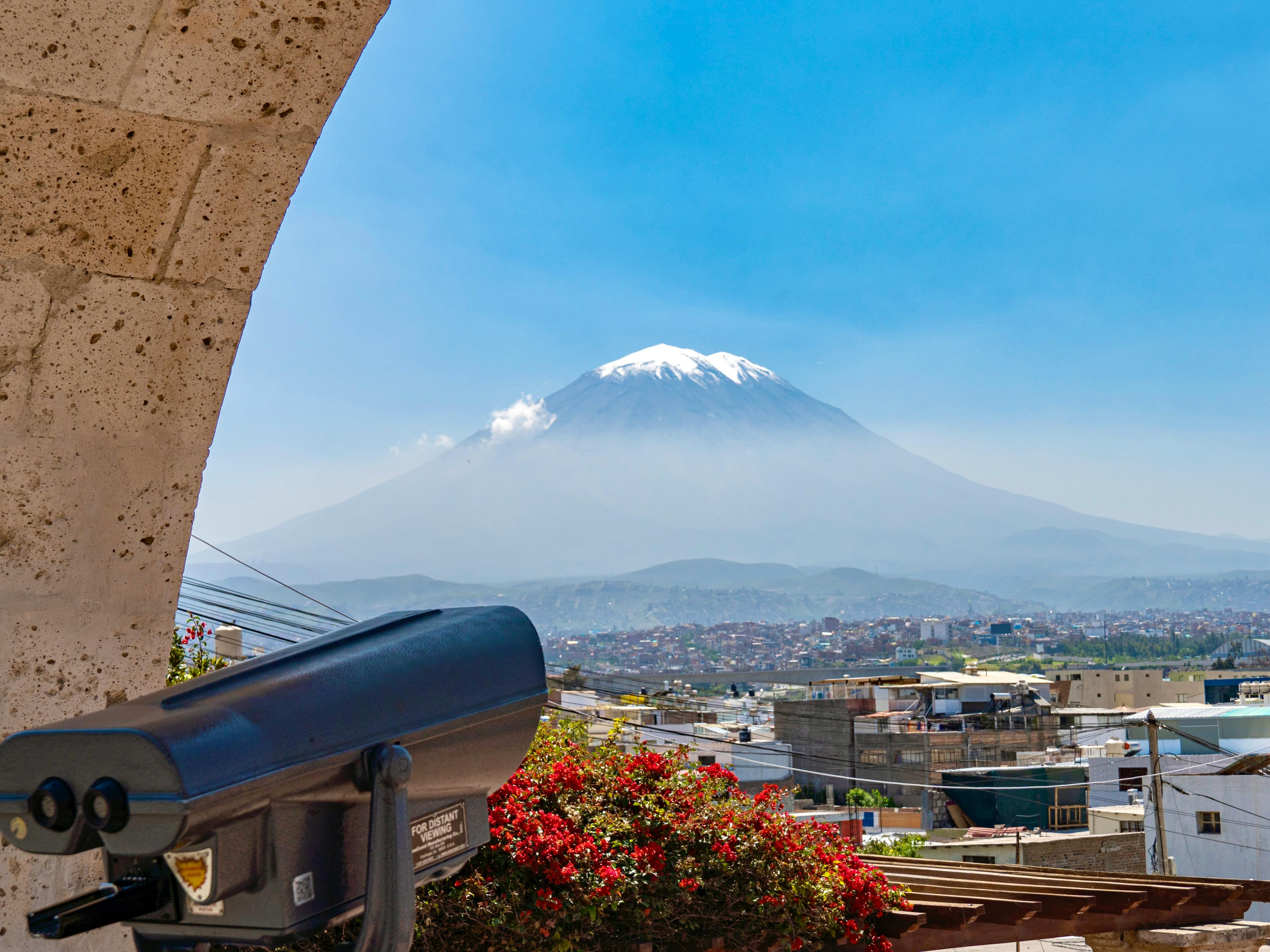 Misti Volcano under Blue Sky Seen from Observation Point · Free Stock Photo