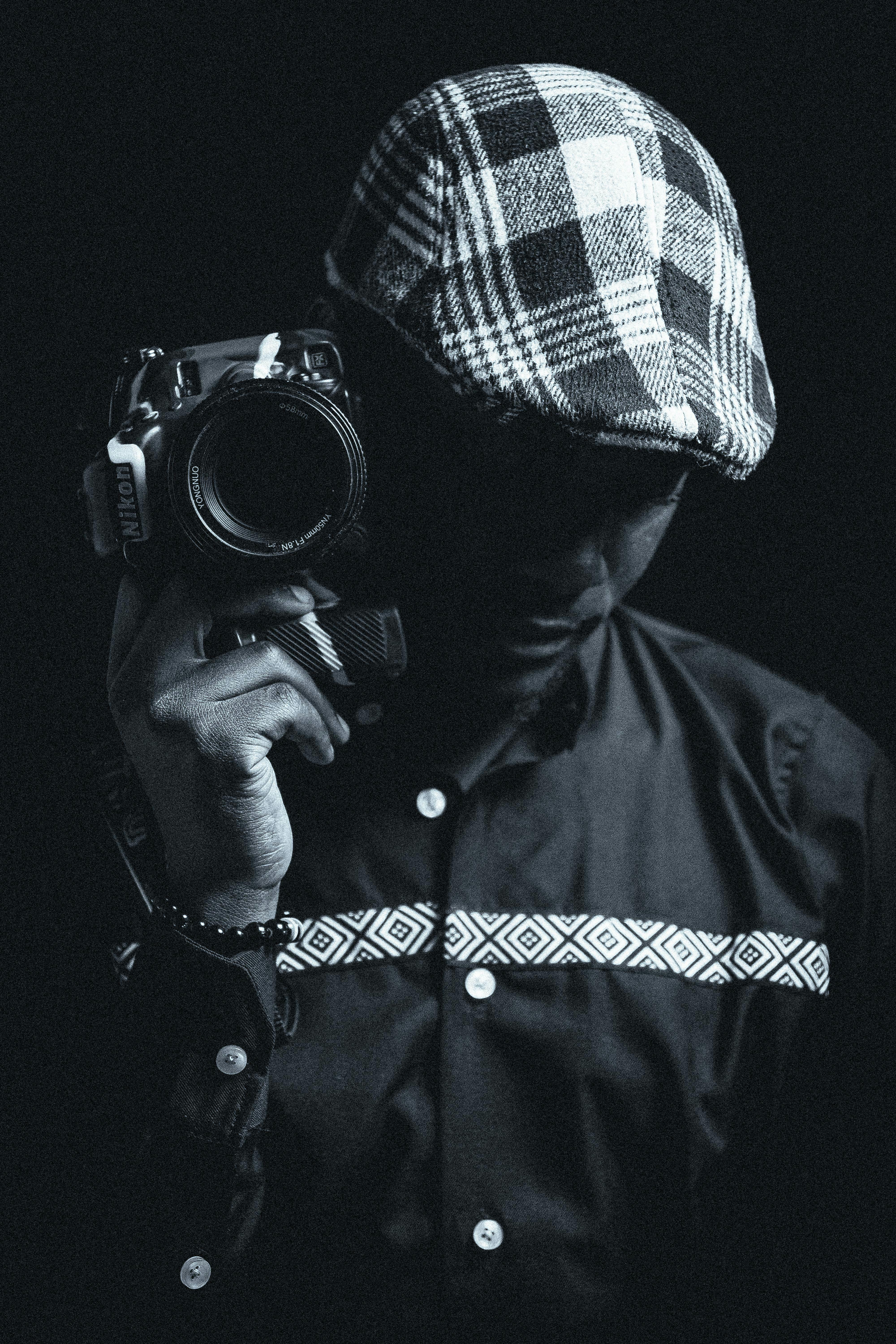 Portrait of African Man in Shadow in Black and White · Free Stock Photo