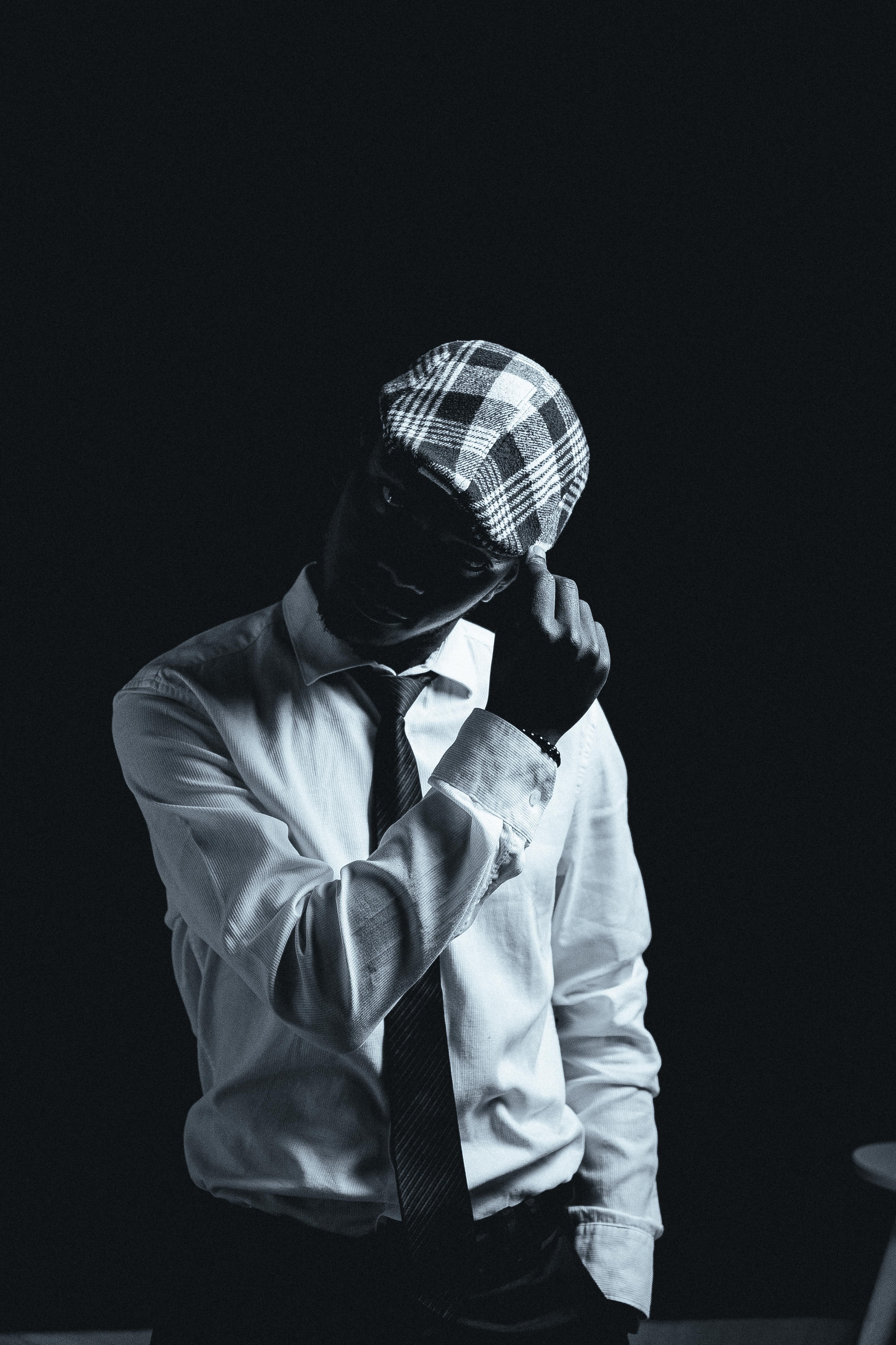 Portrait of African Man in Shadow in Black and White · Free Stock Photo