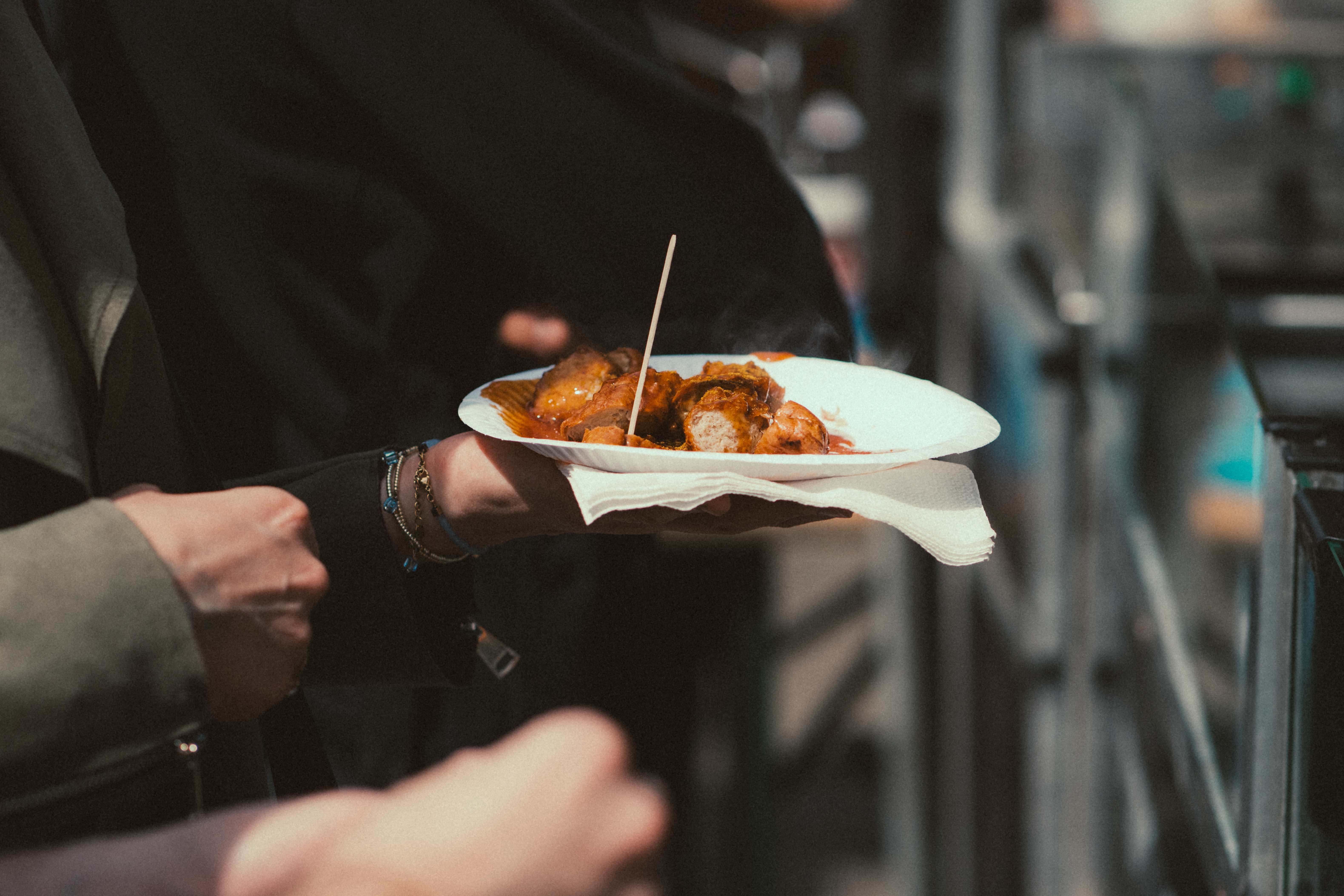 Person Holding Plate with Street Food · Free Stock Photo