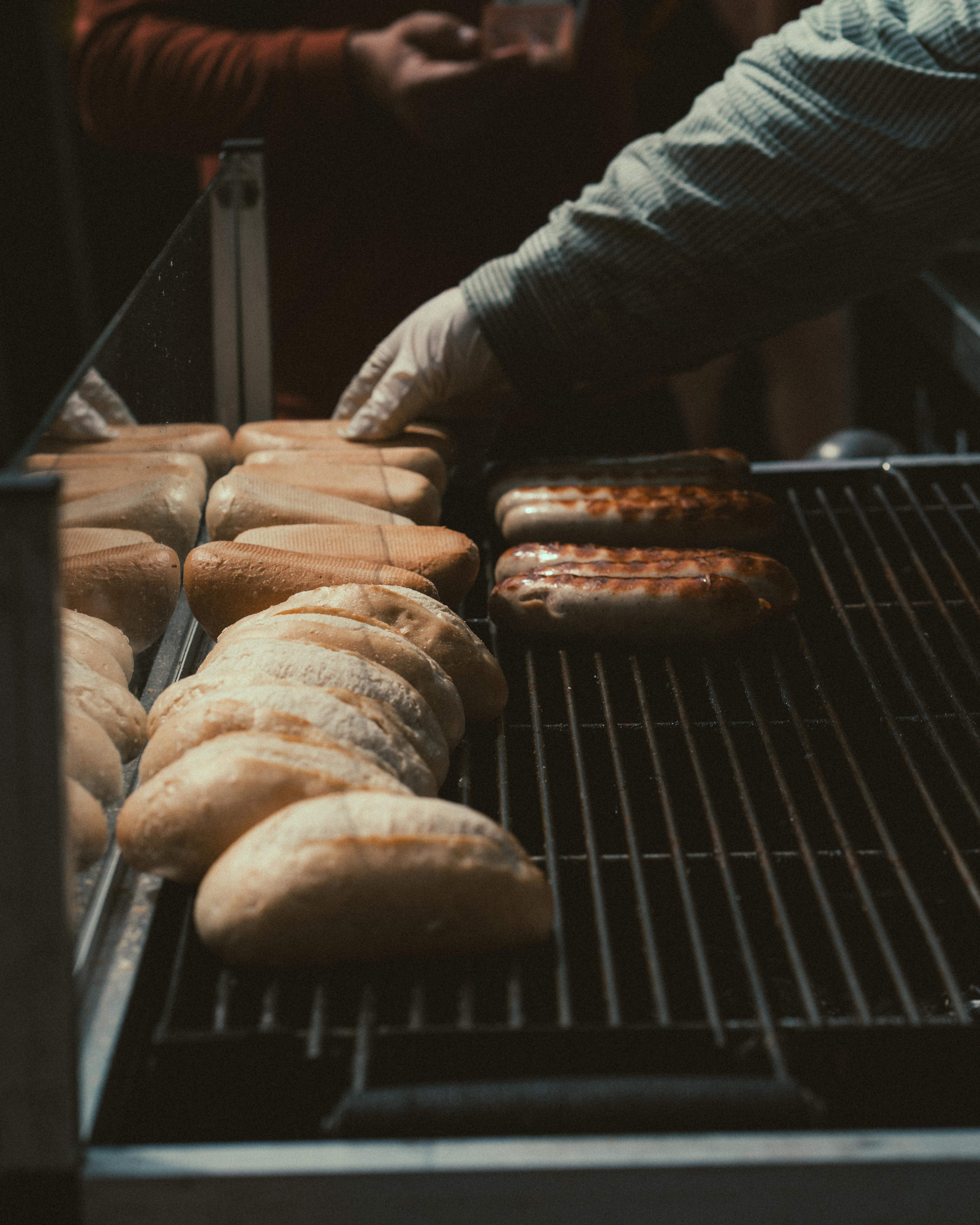 Buns and Sausages on Barbecue · Free Stock Photo