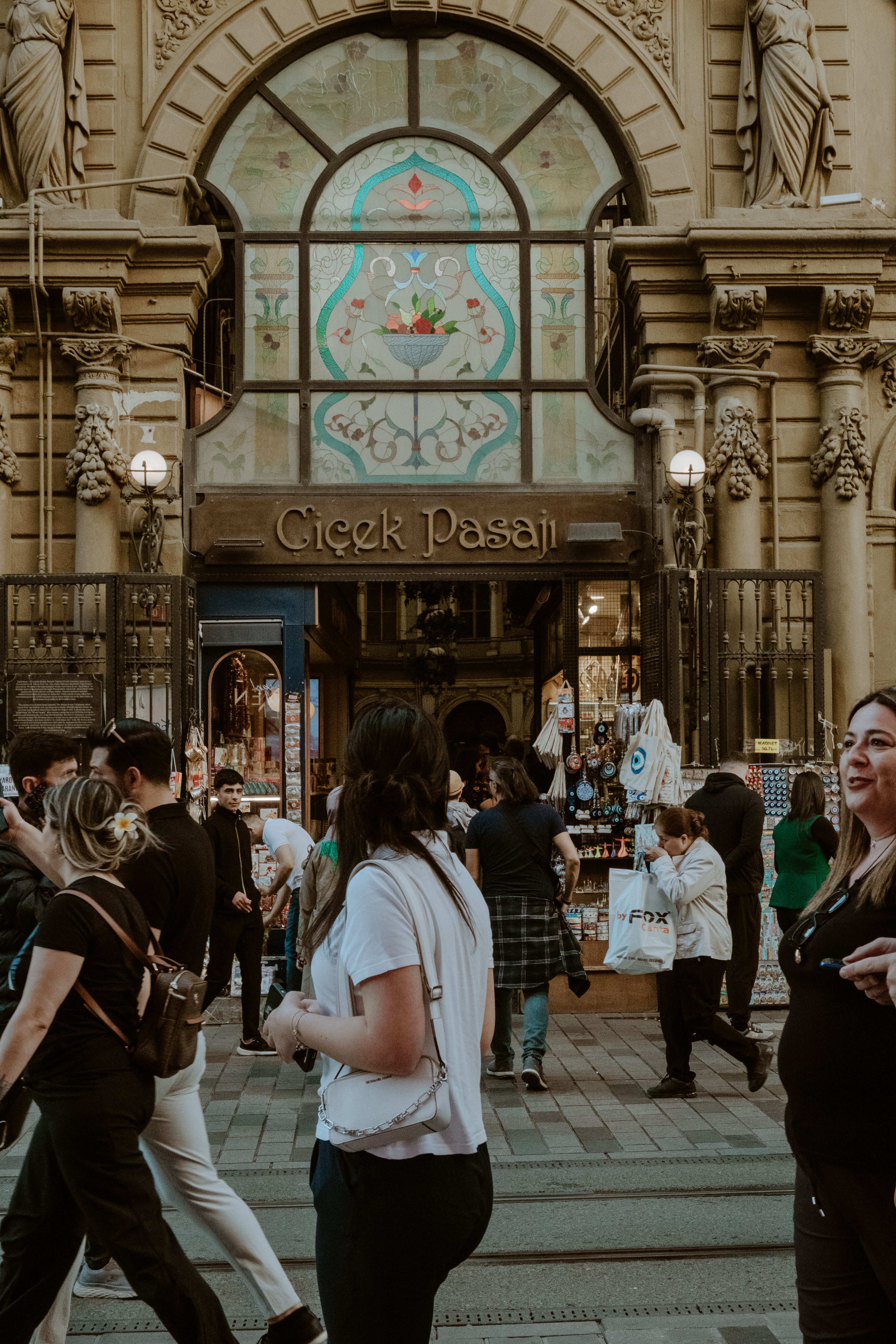 Pedestrian Passing by an Entrance of the Çiçek Pasajı in Istanbul ...