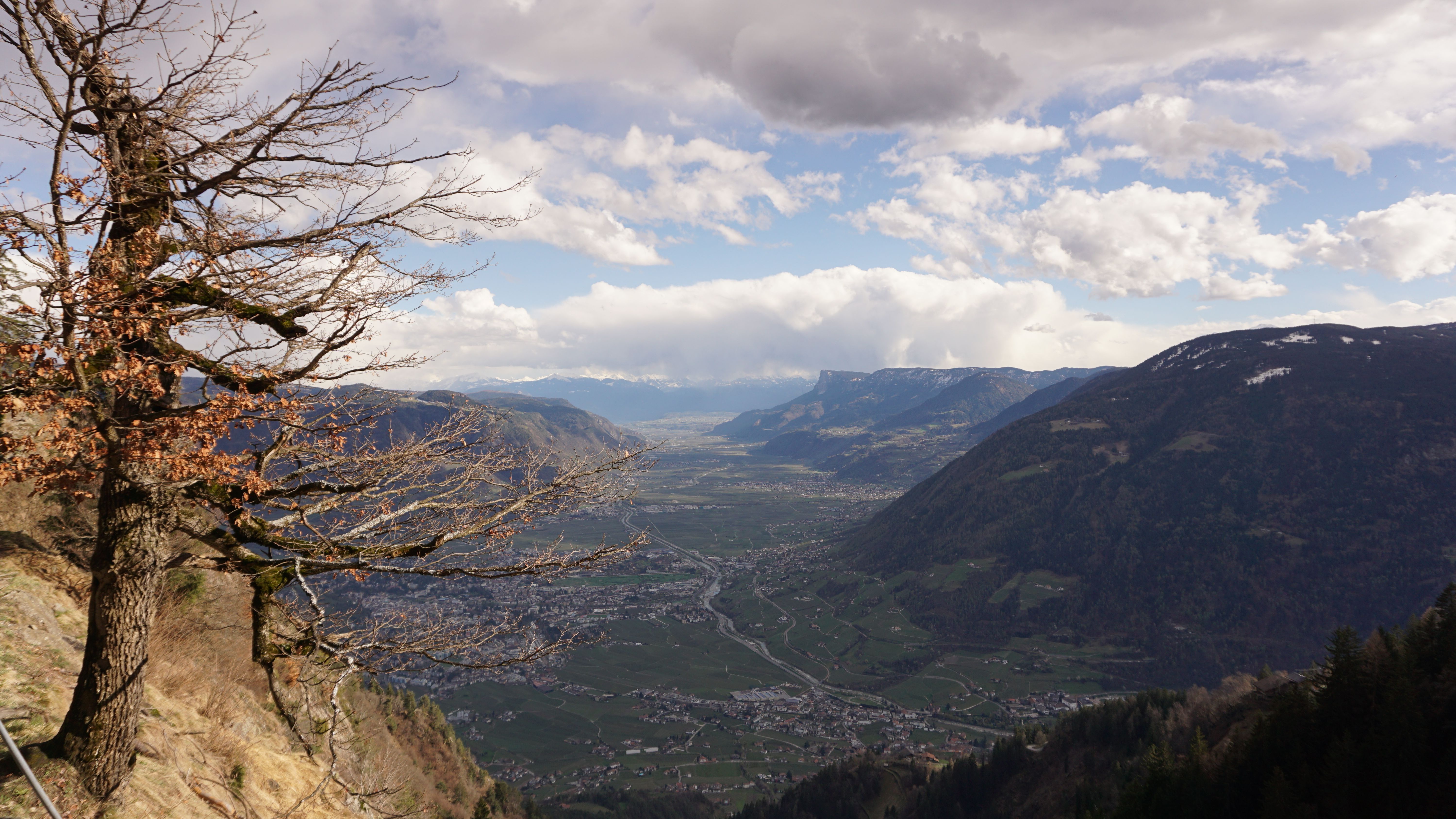 Top View of Valley with Town between Tall Cliff Mountains · Free Stock ...