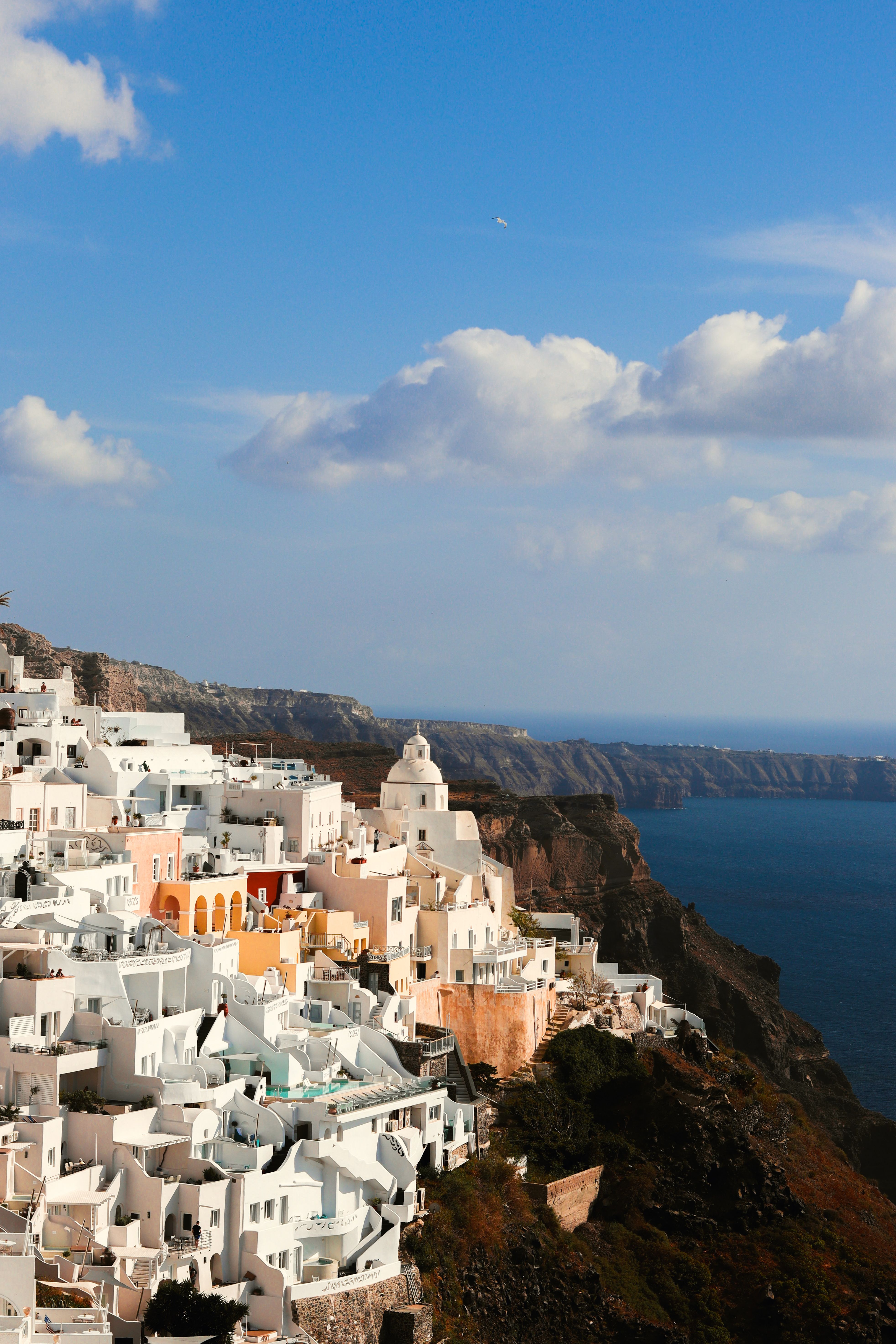 Houses and Temple on Cliff in Santorini, Greece · Free Stock Photo