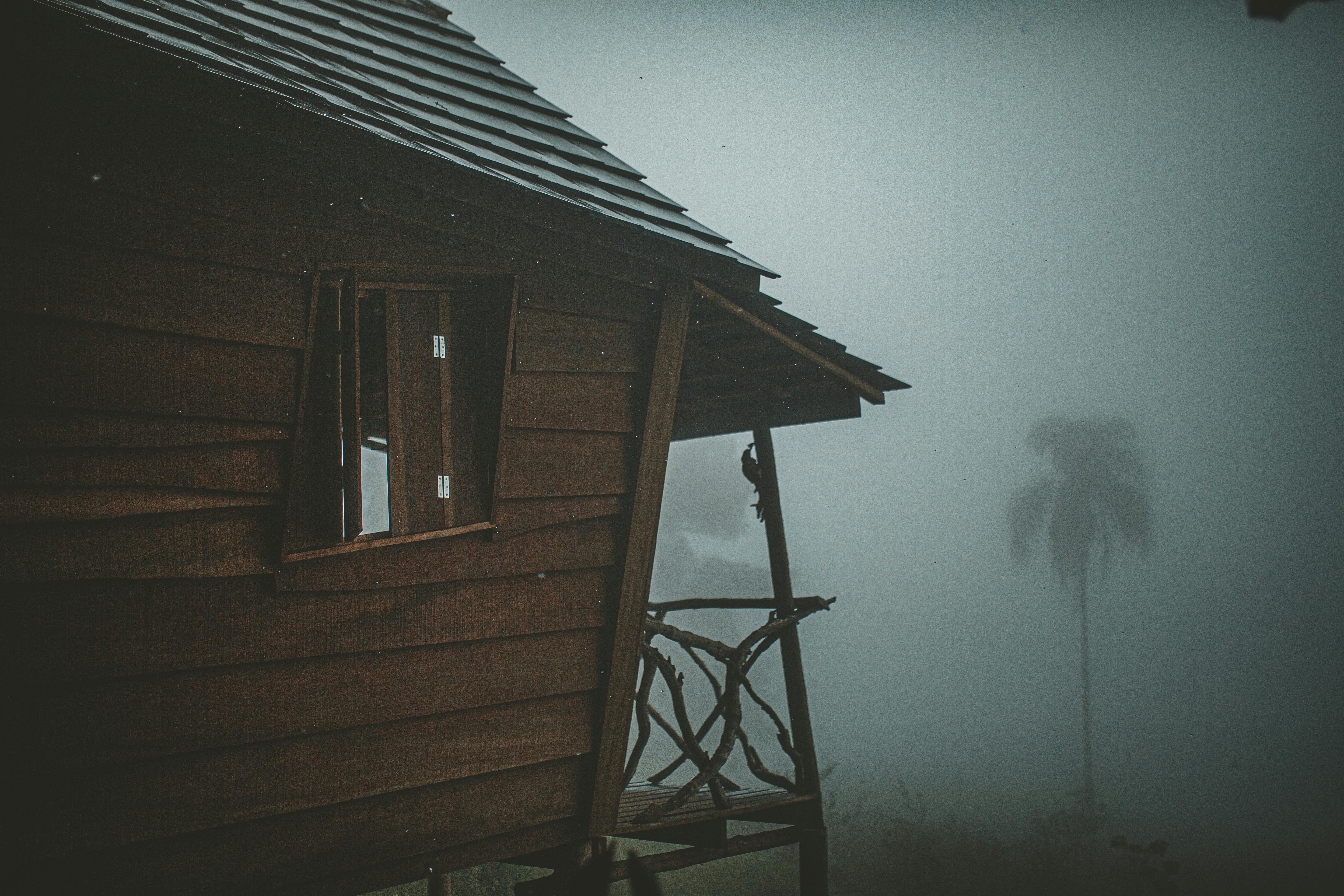 Brown Wooden House Covered With Fog · Free Stock Photo