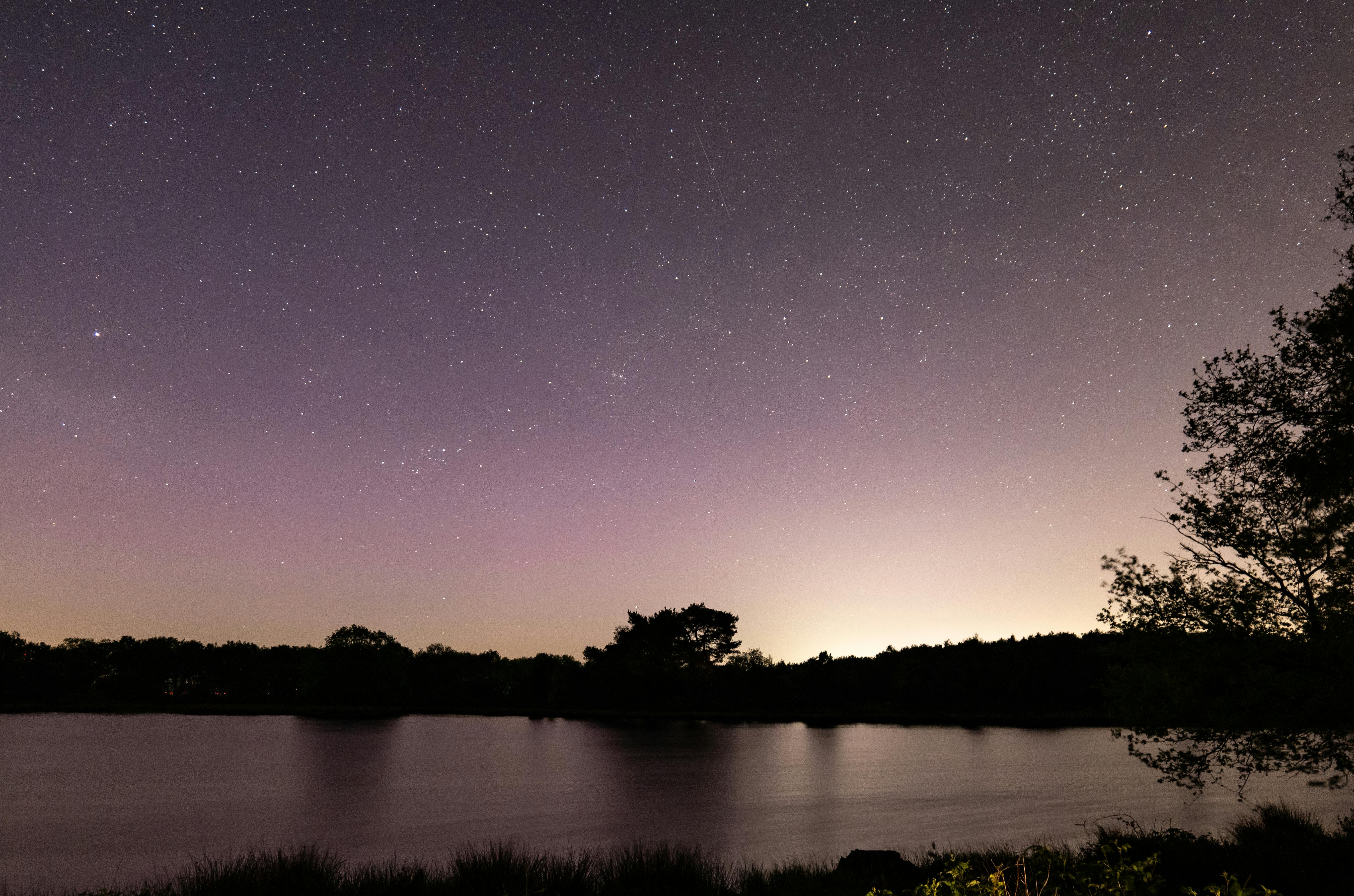 Stars over Lake at Night · Free Stock Photo