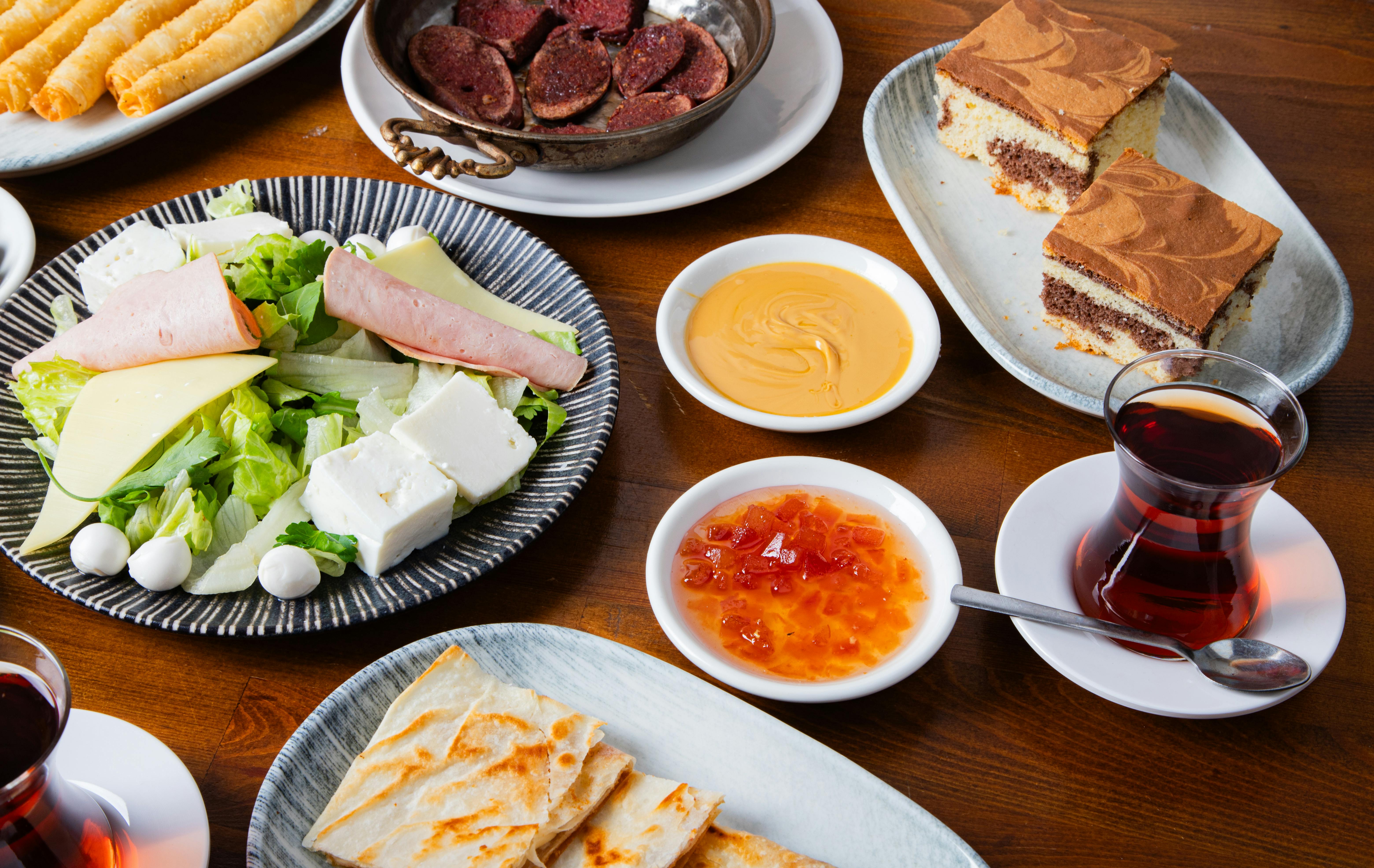 Salad and Tea and Cake · Free Stock Photo