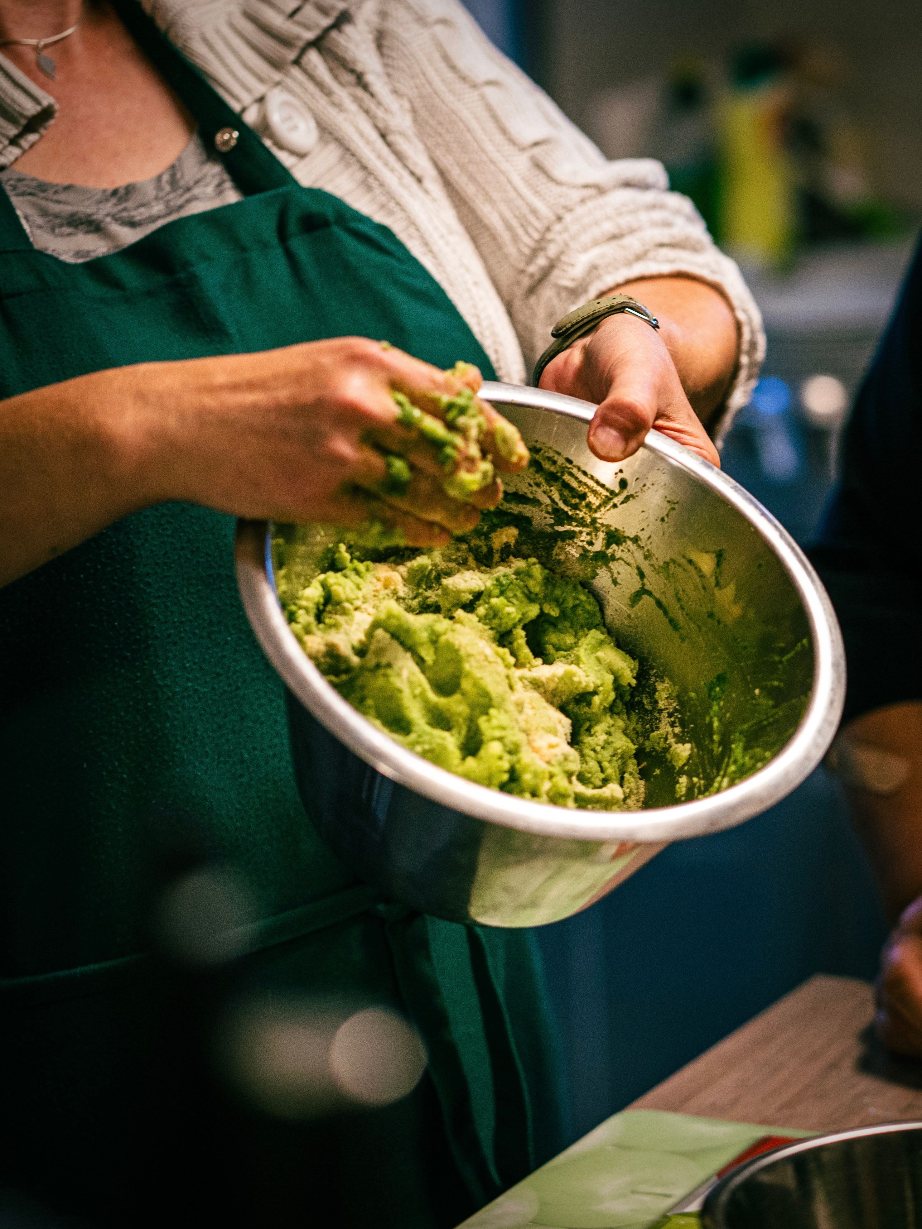 Woman Blending Dough in Bowl · Free Stock Photo