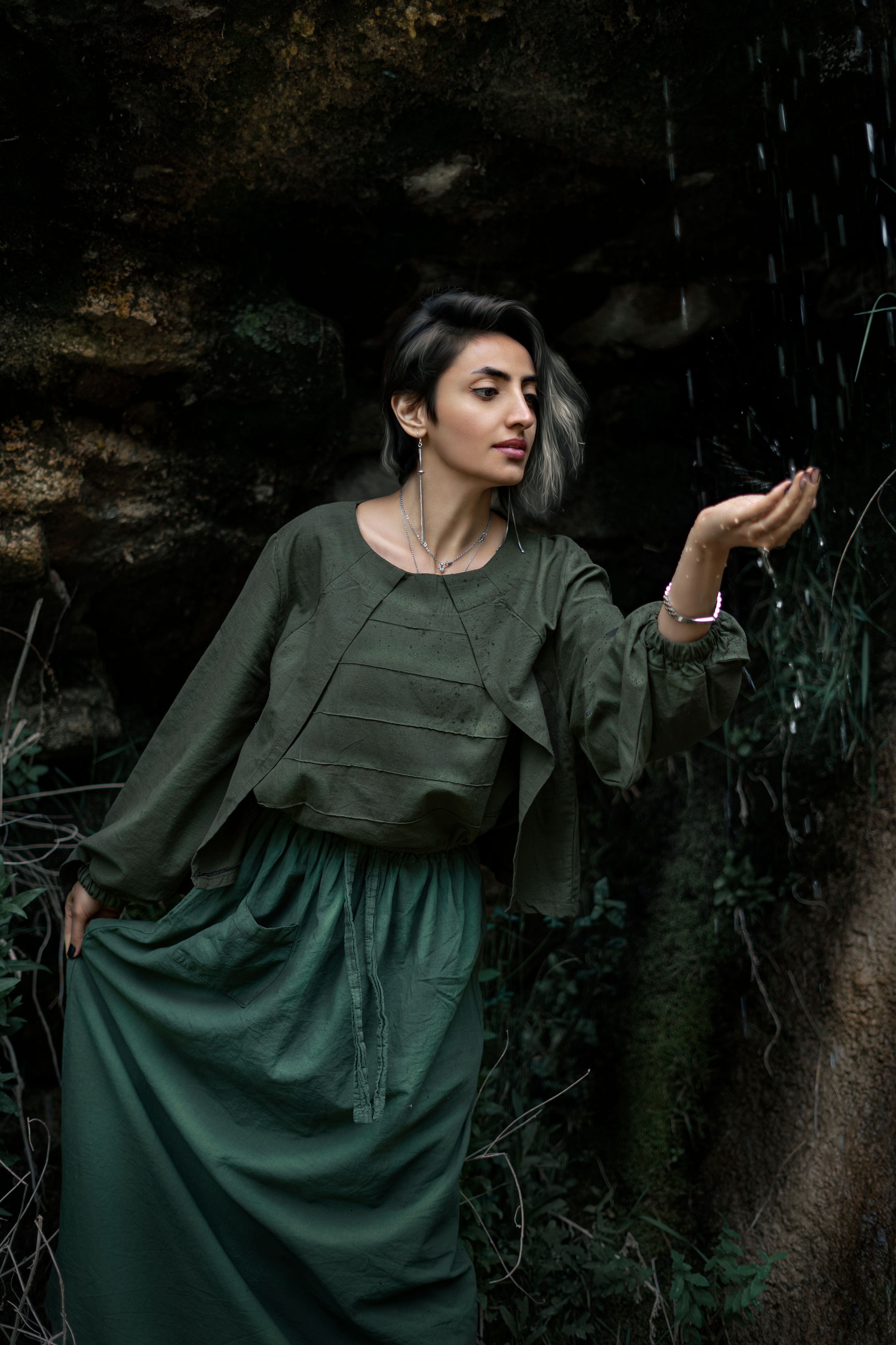 Woman Posing in Green Dress · Free Stock Photo