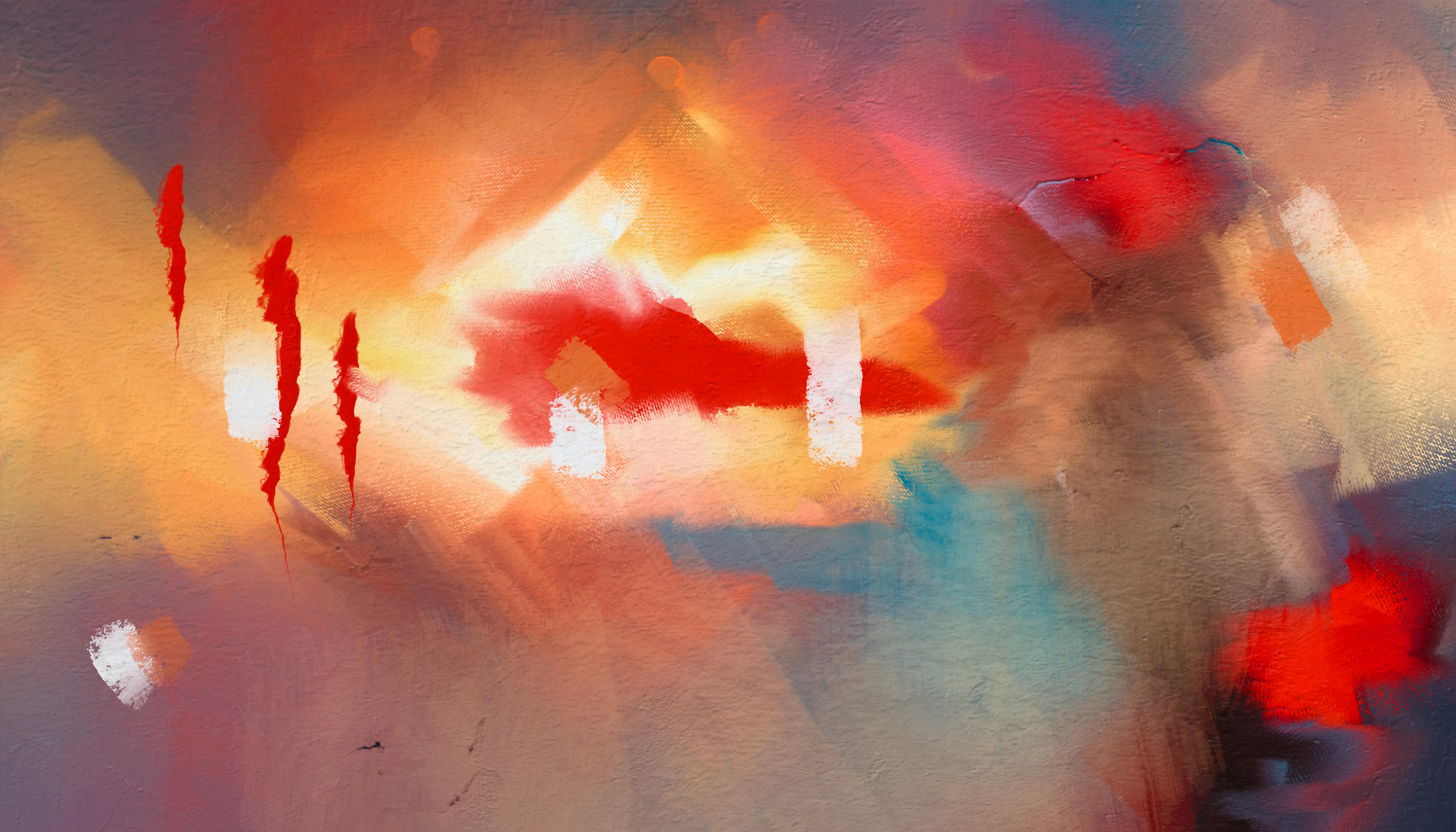 Orange, Pink, And Blue Abstract Painting · Free Stock Photo