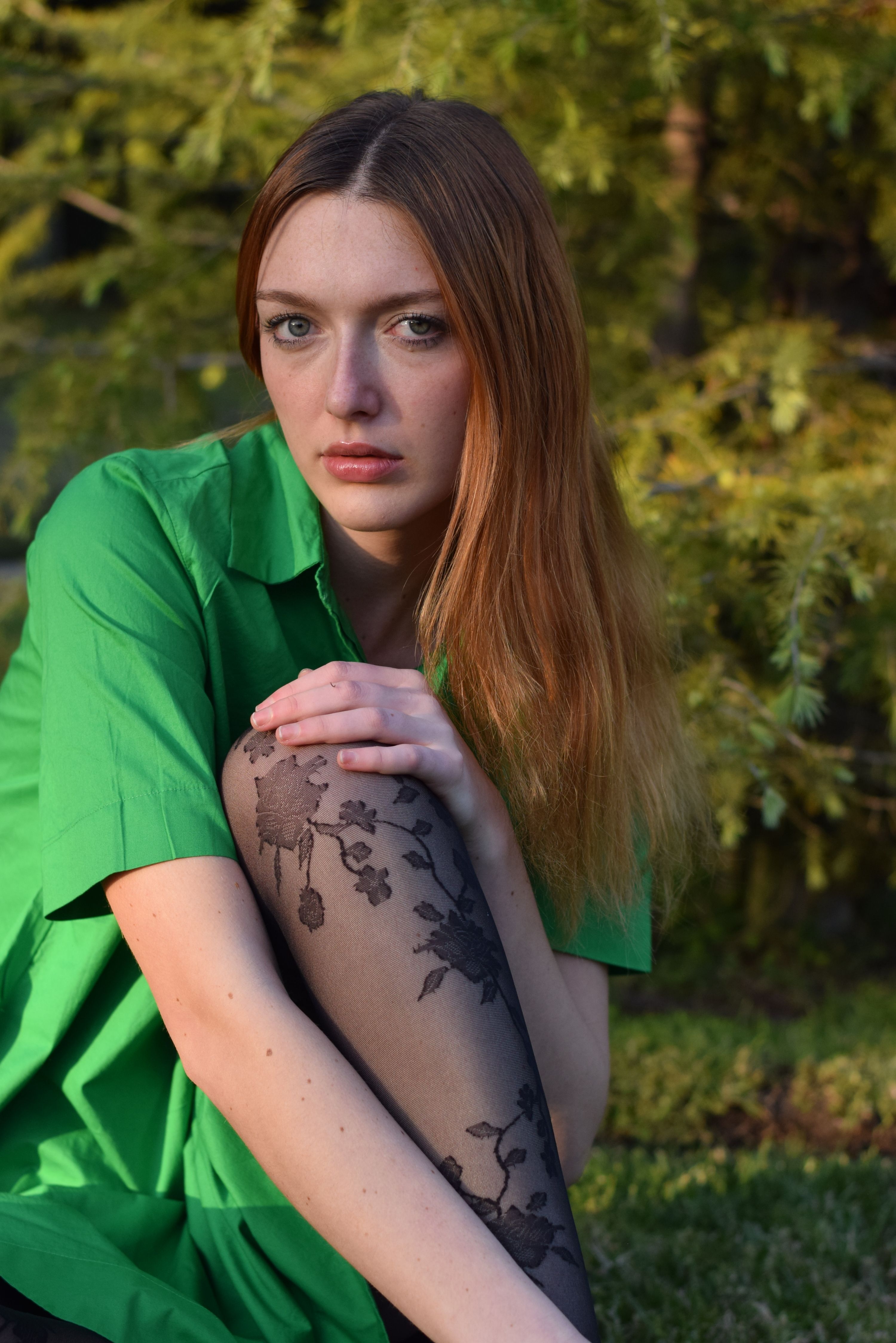 Portrait of Woman Wearing Green Dress in a Park · Free Stock Photo