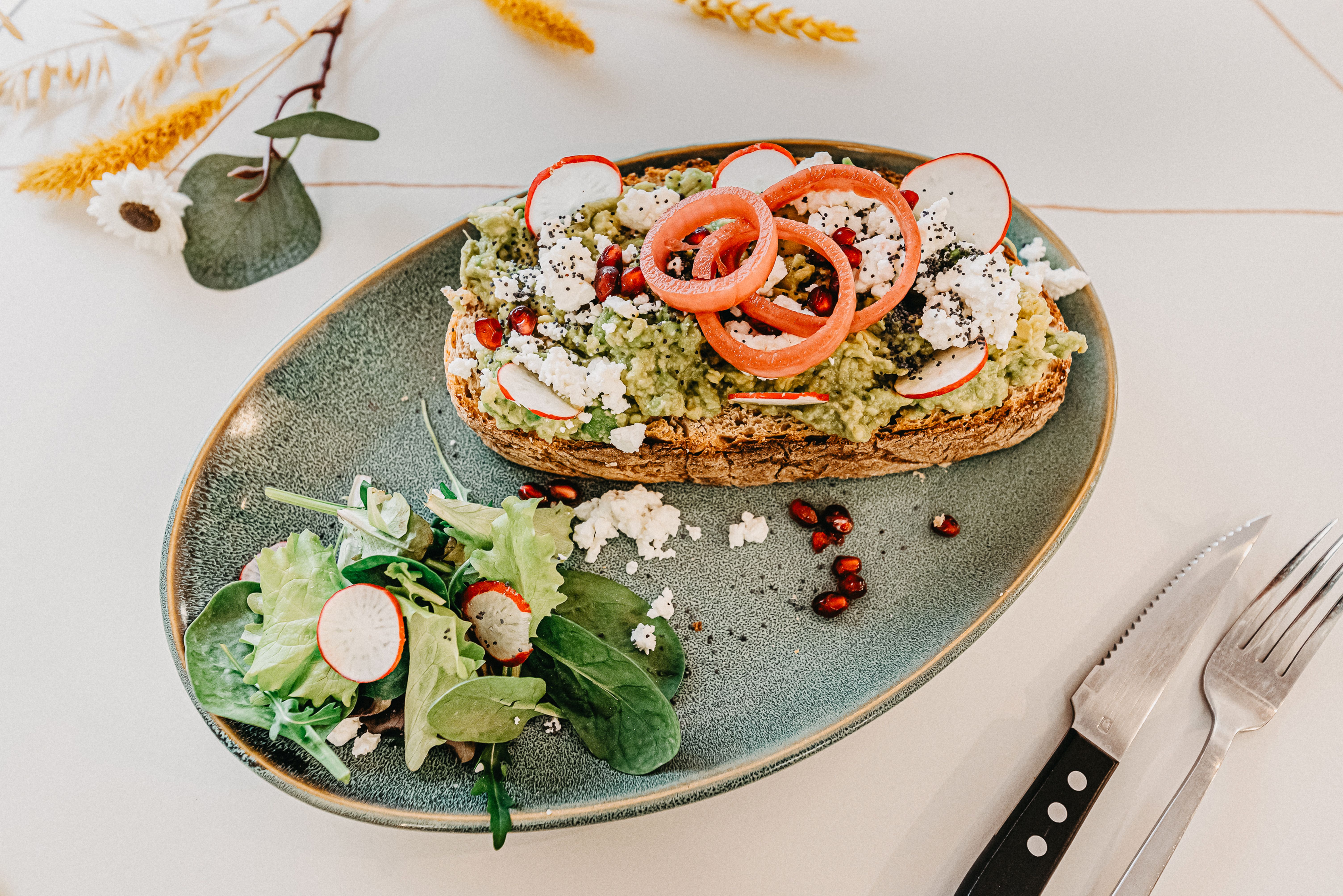 A Healthy Breakfast Toast with a Salad on the Side · Free Stock Photo