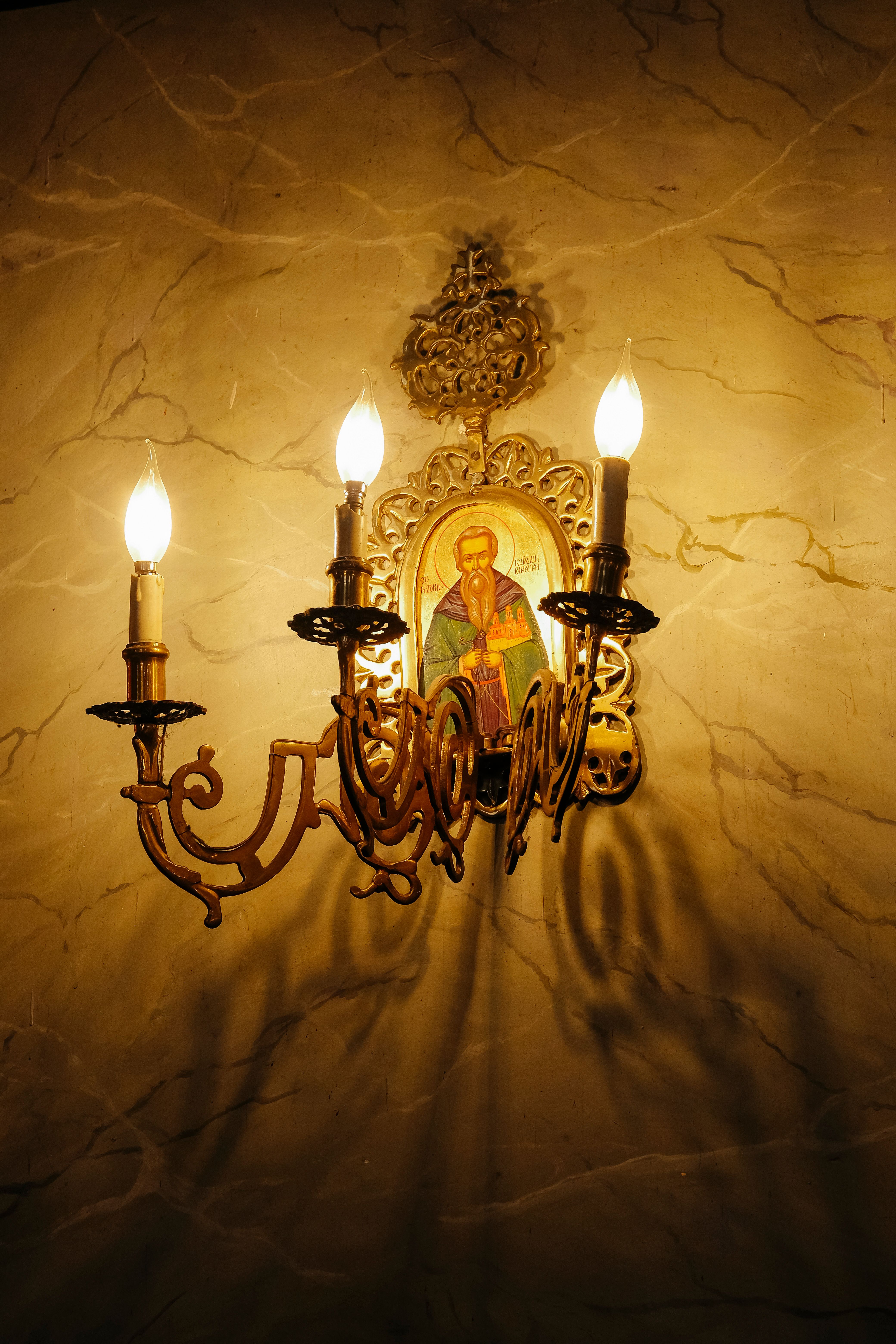Decorative Sconce With an Icon of a Saint · Free Stock Photo