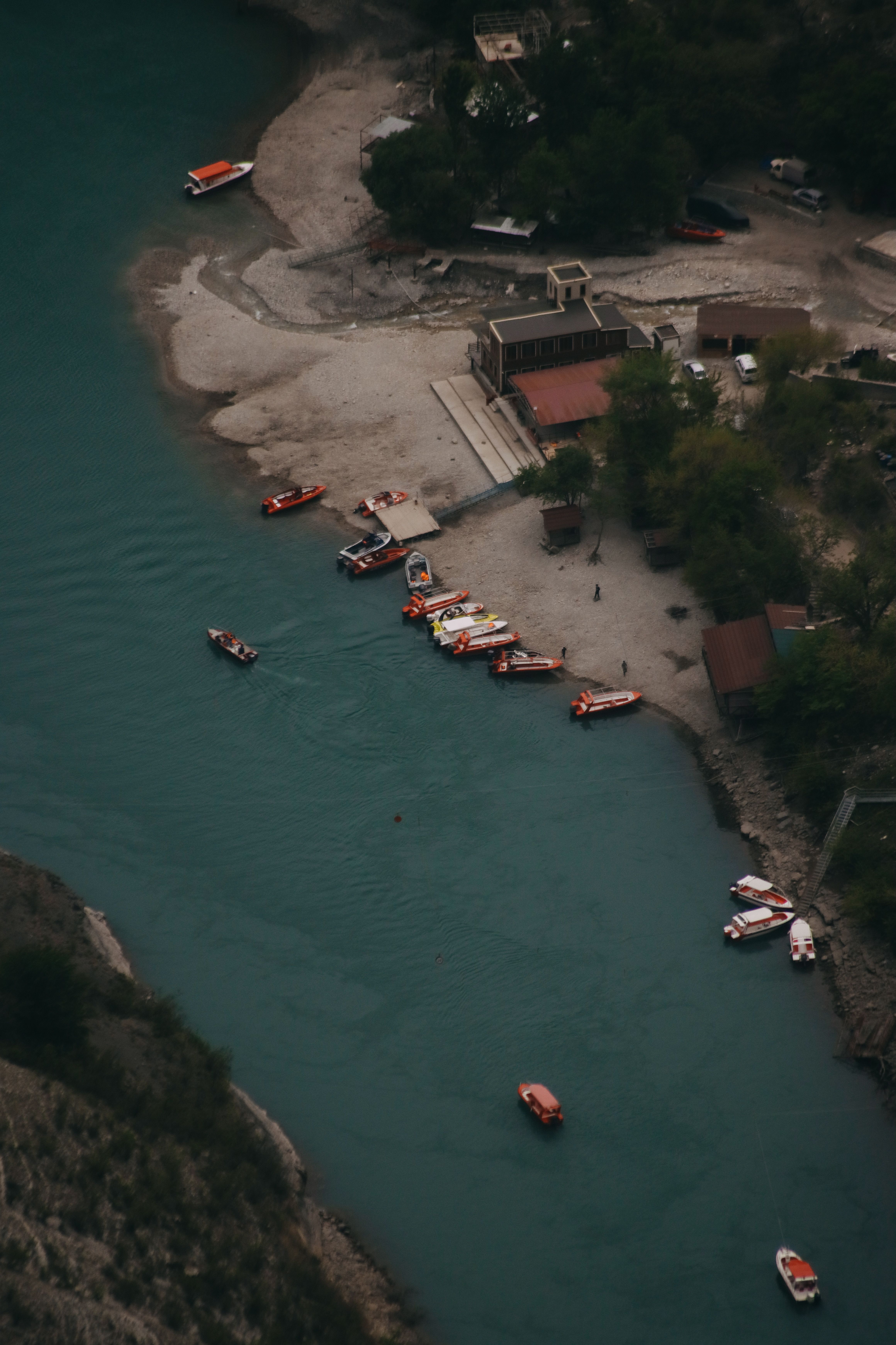 Aerial View of Boats on the River · Free Stock Photo