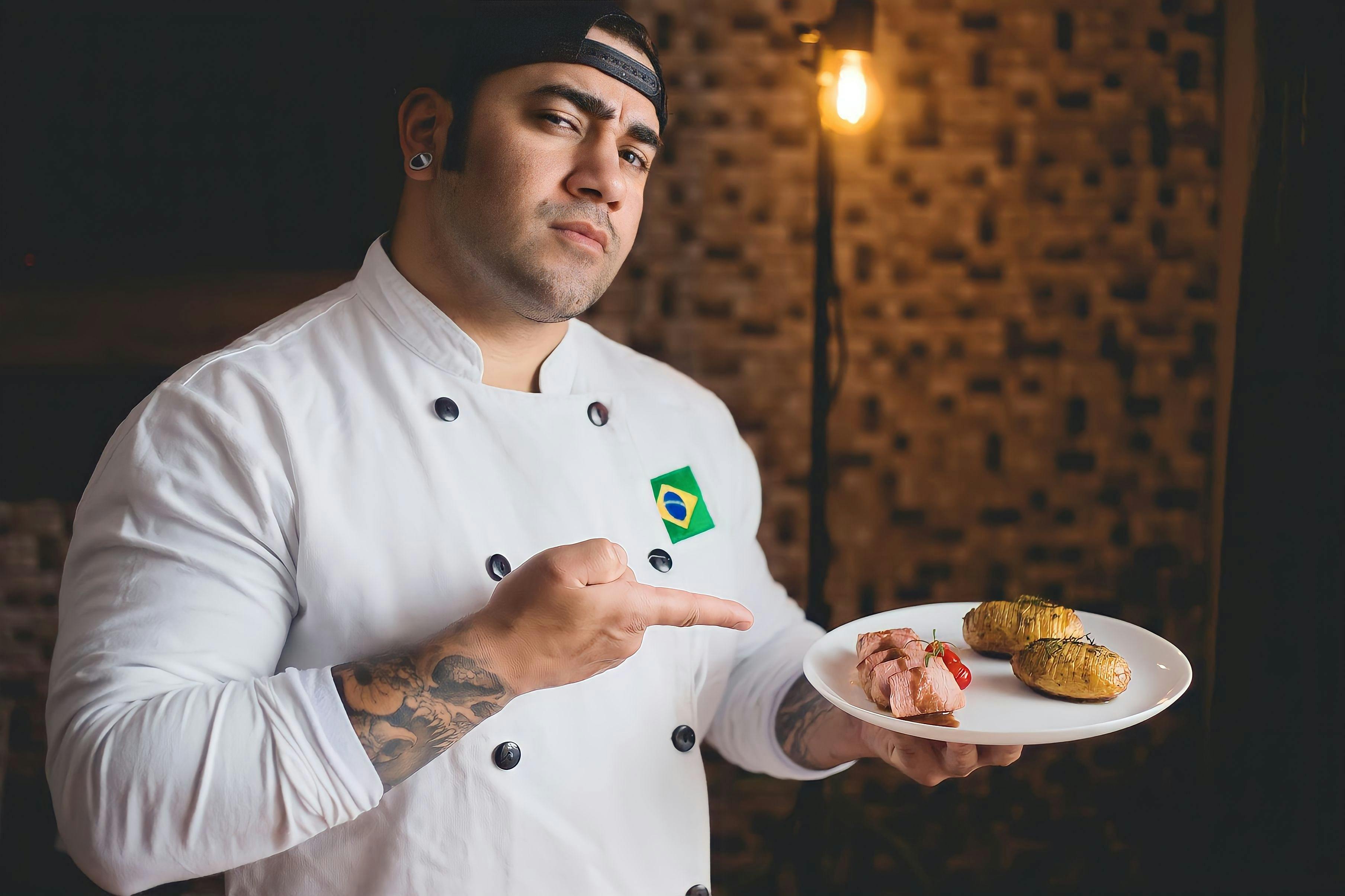 Portrait of Cook with Food · Free Stock Photo