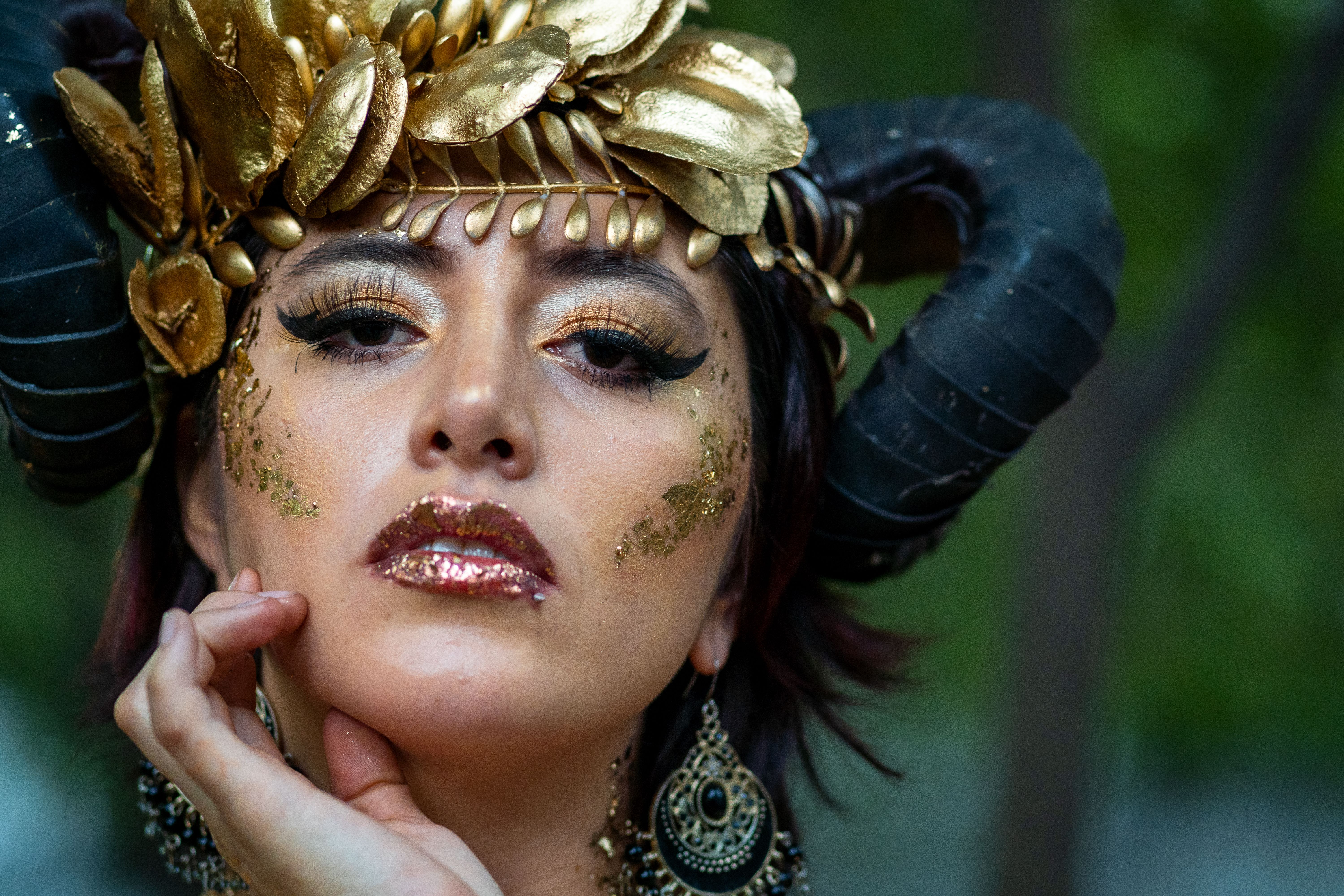 Satyress in a Golden Chaplet and with Glitter on Her Face · Free Stock ...