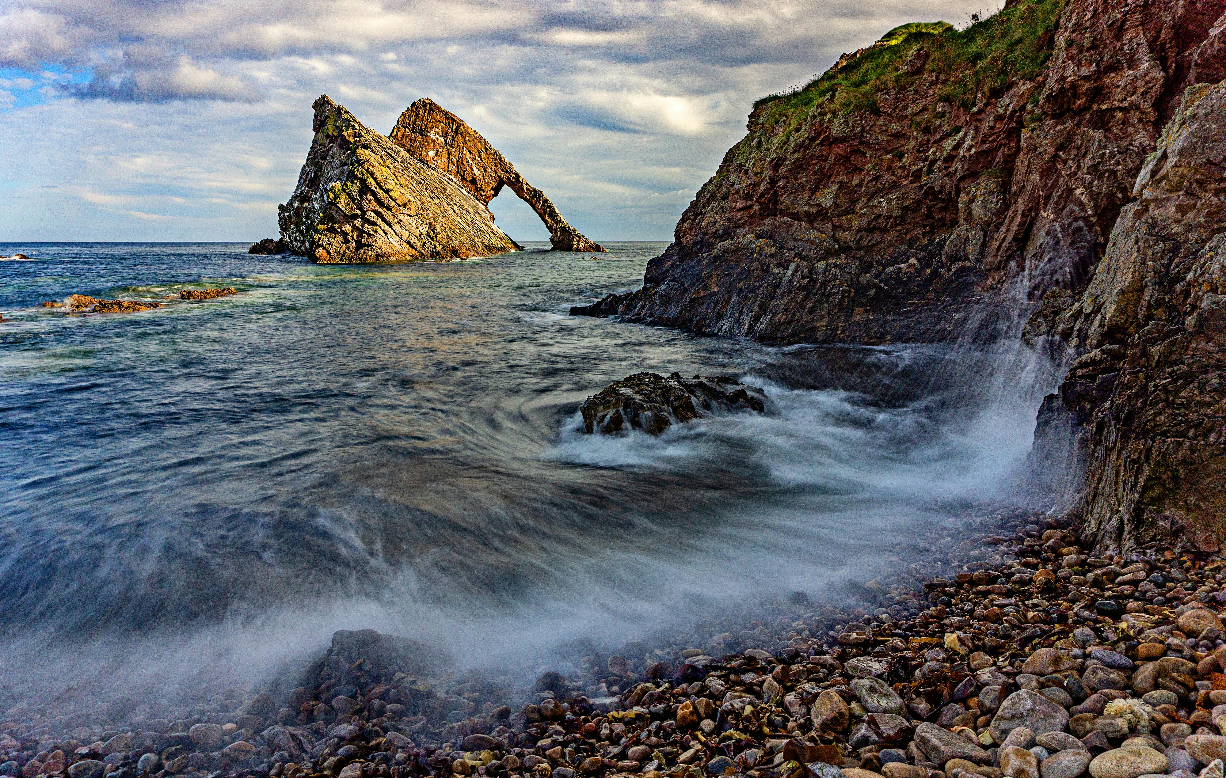 Sea Coast of Scotland with Bow Fiddle Rock · Free Stock Photo
