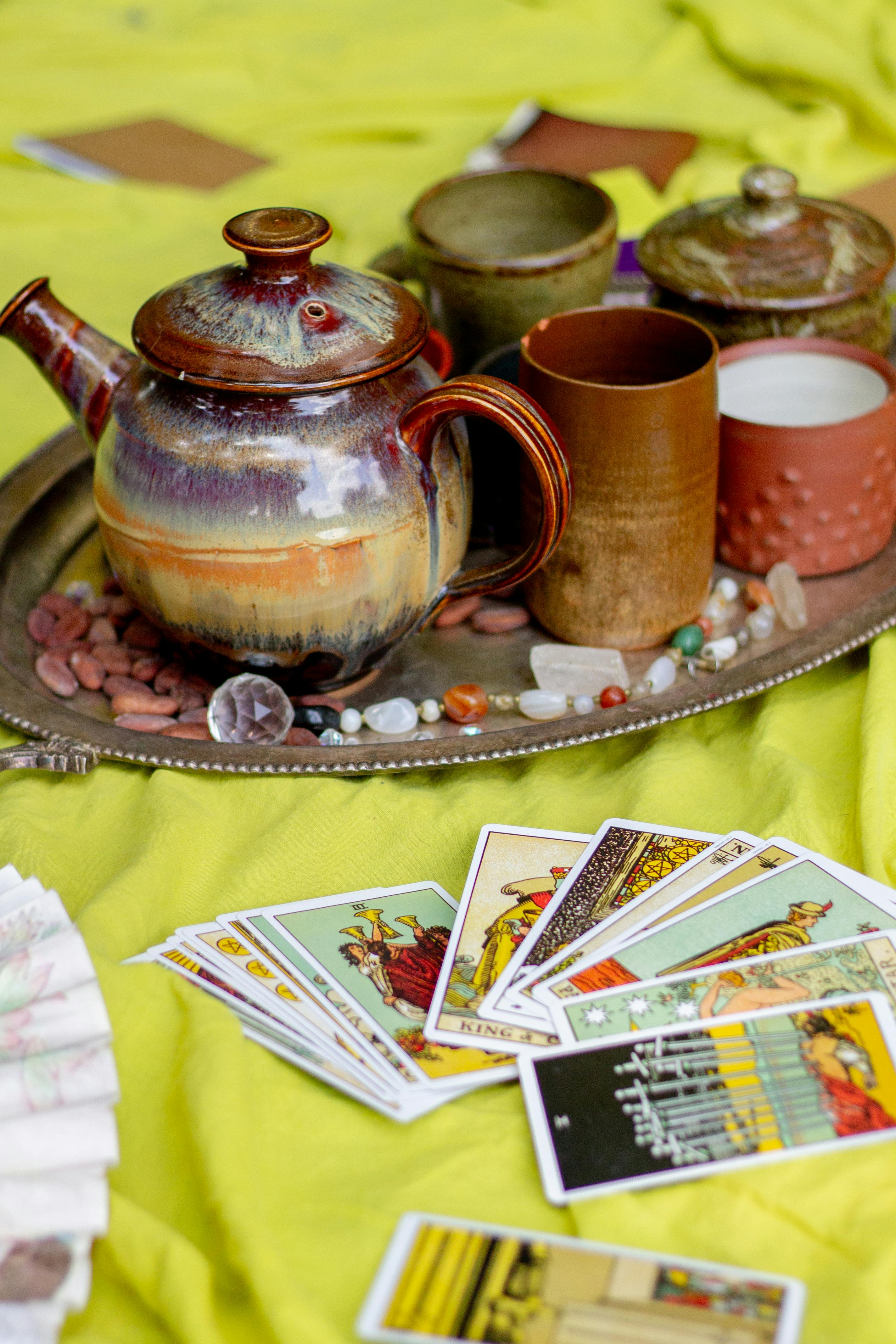 Funky Teapot with Tarot Cards · Free Stock Photo