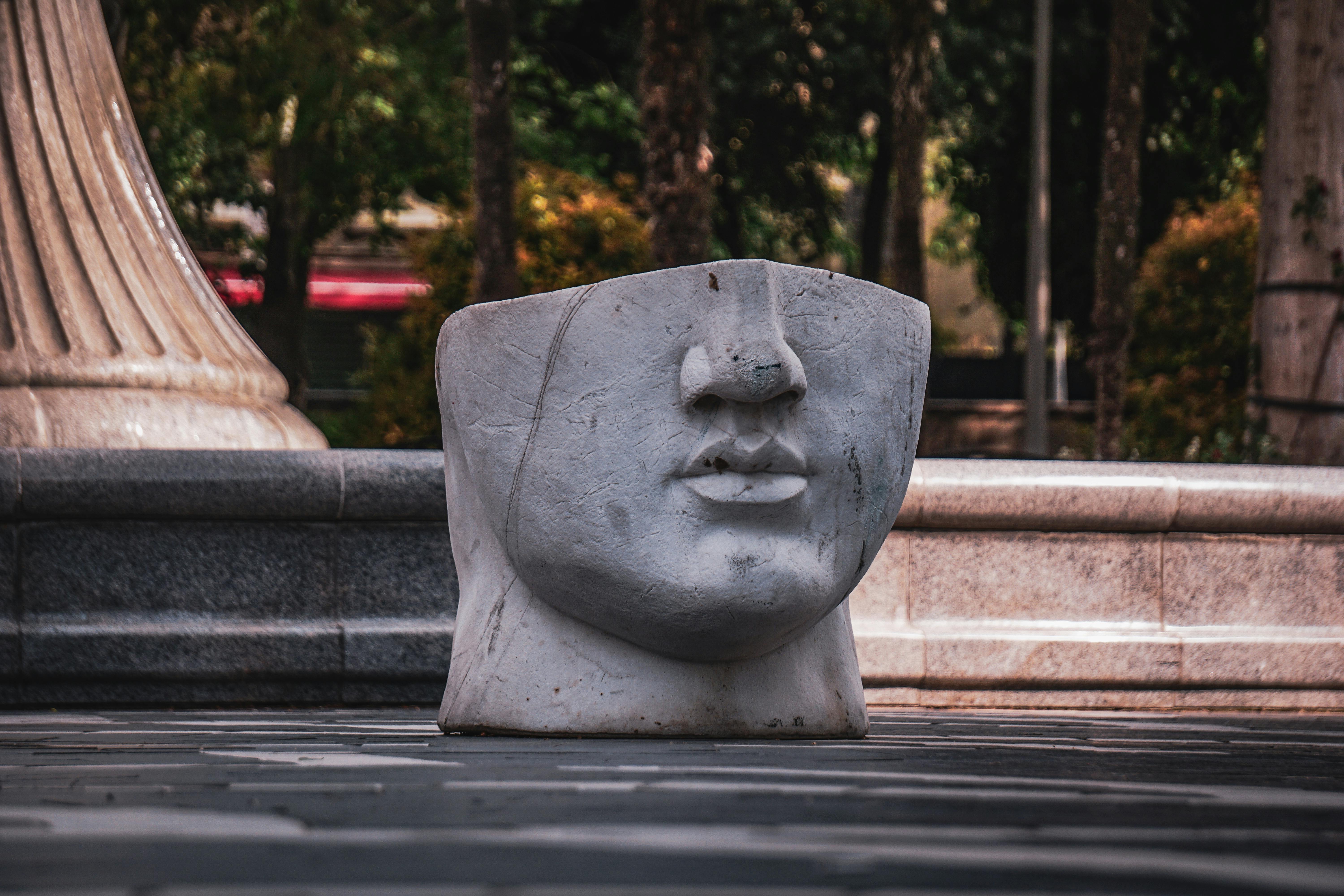 Half Face Sculpture in Park · Free Stock Photo