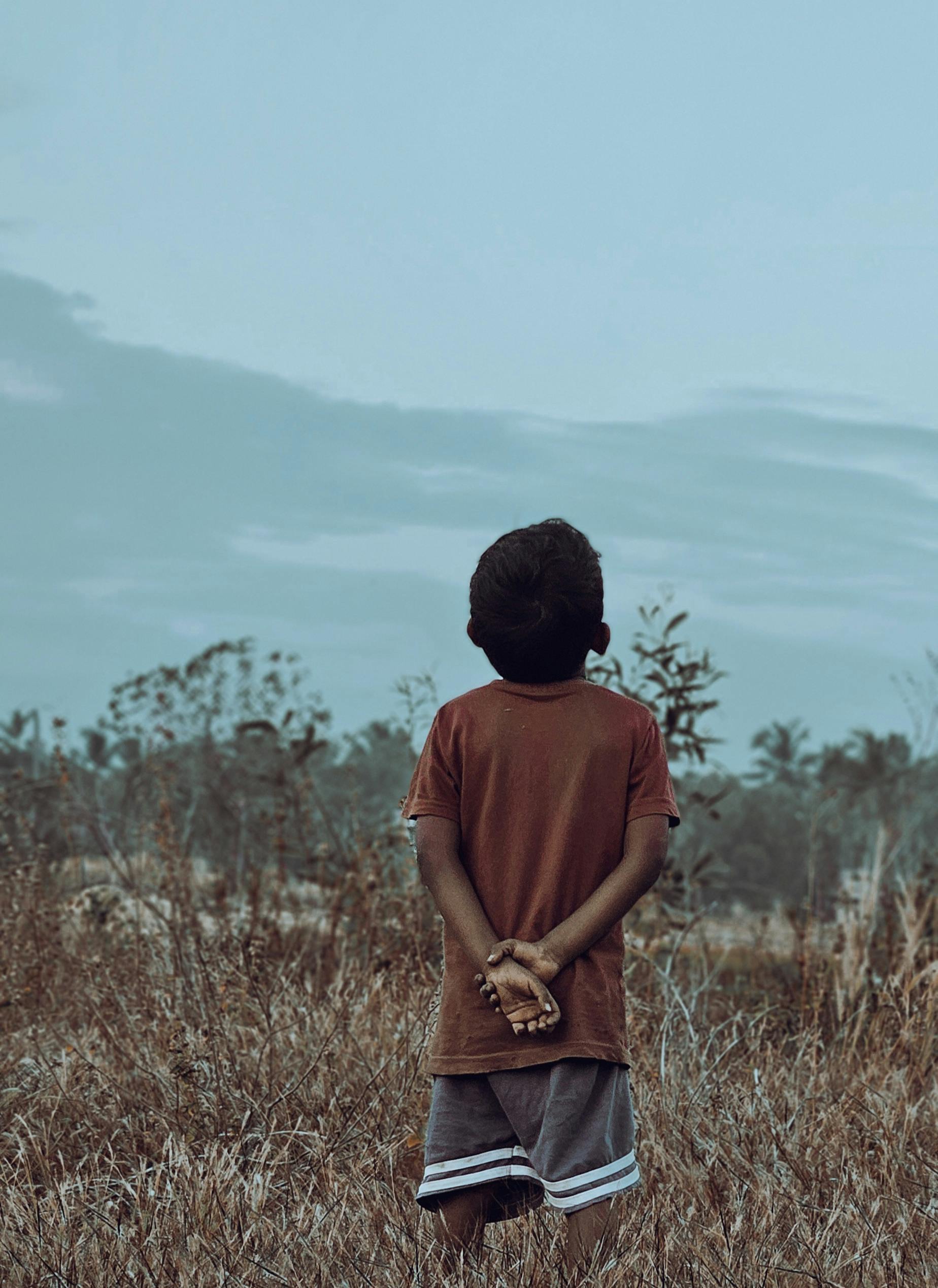 Back View of Boy on Field · Free Stock Photo