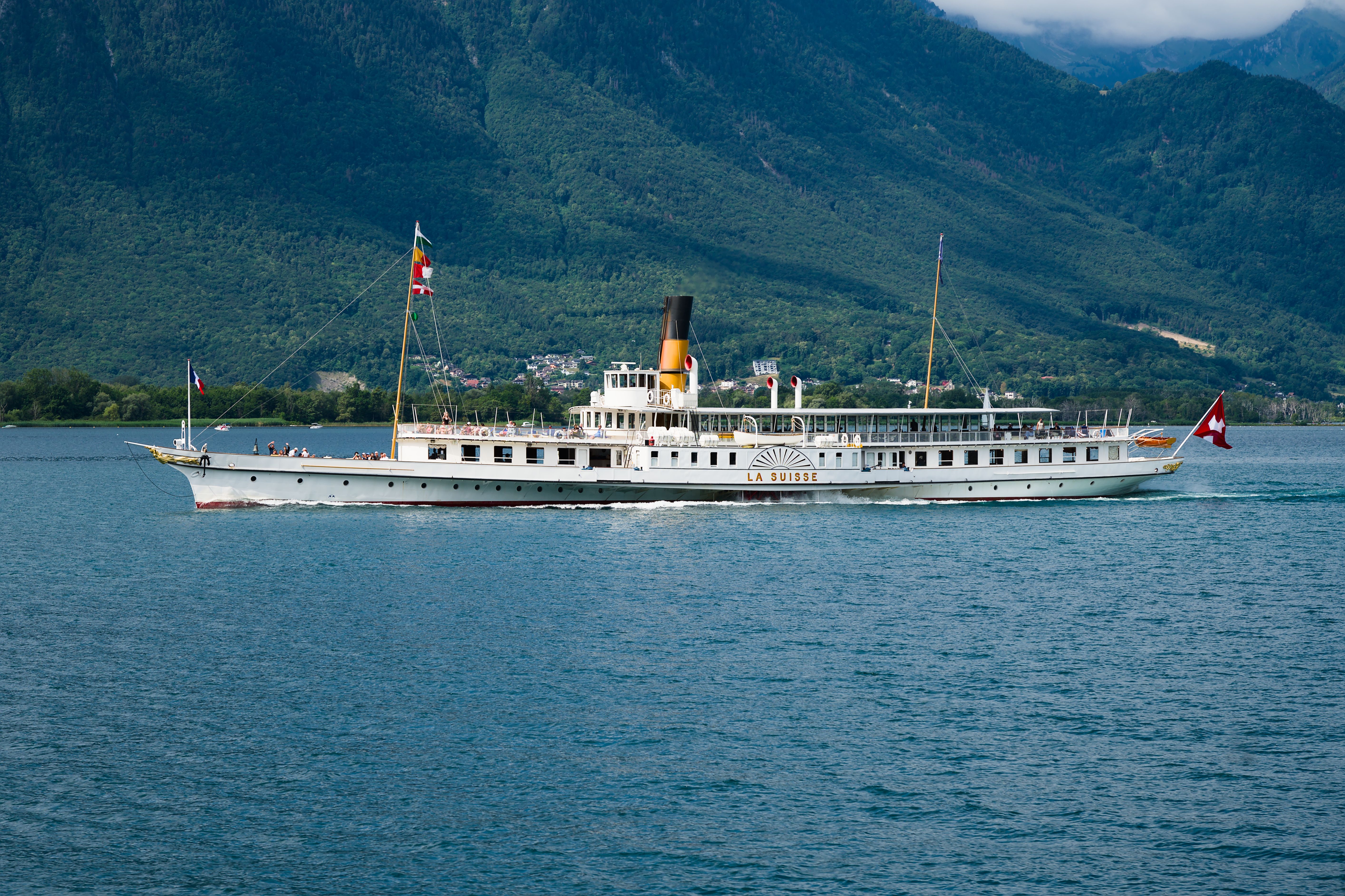 Paddle Steamboat La Suisse on a Lake in Switzerland · Free Stock Photo